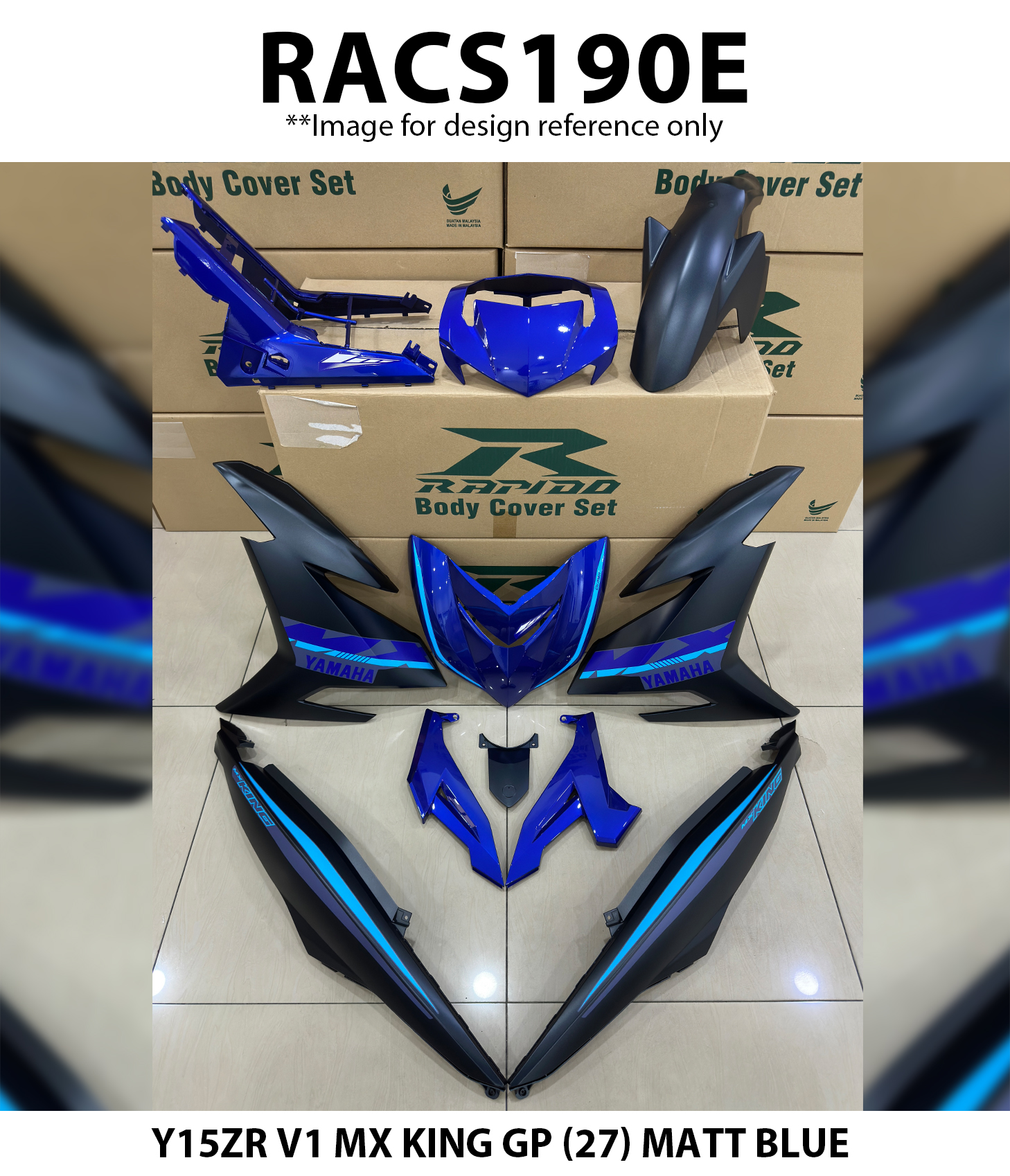 Yamaha Ysuku Y15zr V1 V2 Mx King GP (27) Matt Blue Sticker Tanam Stripe ...