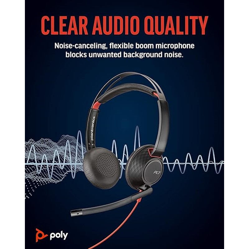 POLY Plantronics Blackwire 3300 Series USB-A & USB-C Monaural Stereo ...