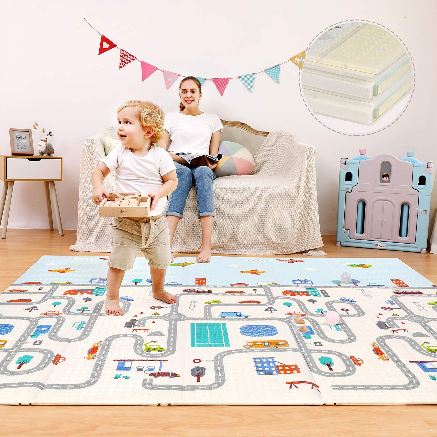 Baby Mat Large (180/200 & 180/150 cm) XPE Double Sided Playmat Baby ...
