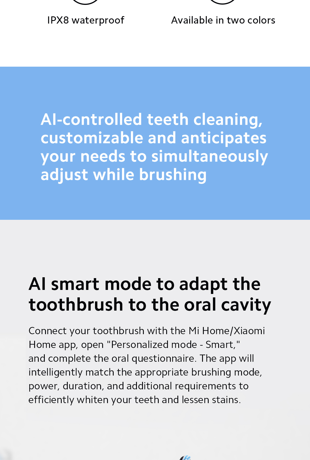 Xiaomi Smart Electric Toothbrush T501 | 30 Custom Solutions | Over-Pressure Alerts | IPX8 ...