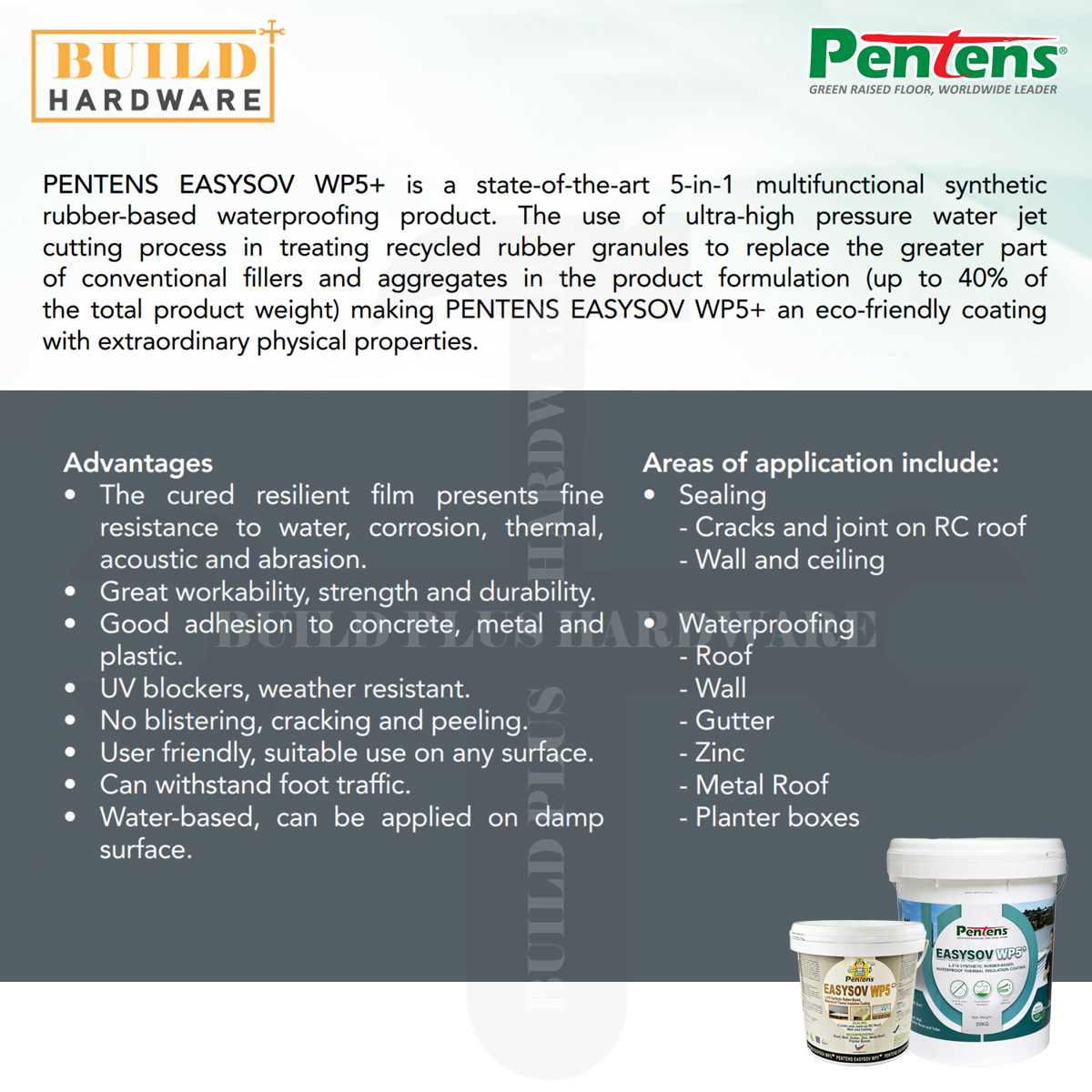 PENTENS 20kg Easysov WP5+ Cement Coat Synthetic Rubber-based Waterproof ...