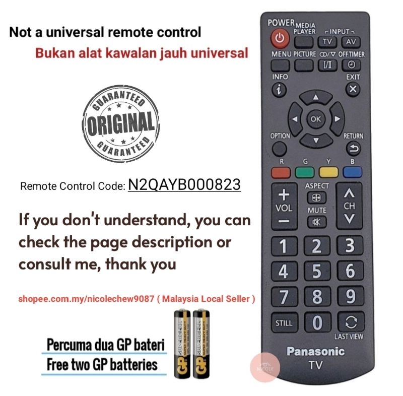 Original Panasonic LED TV Remote Control With Media Player ...