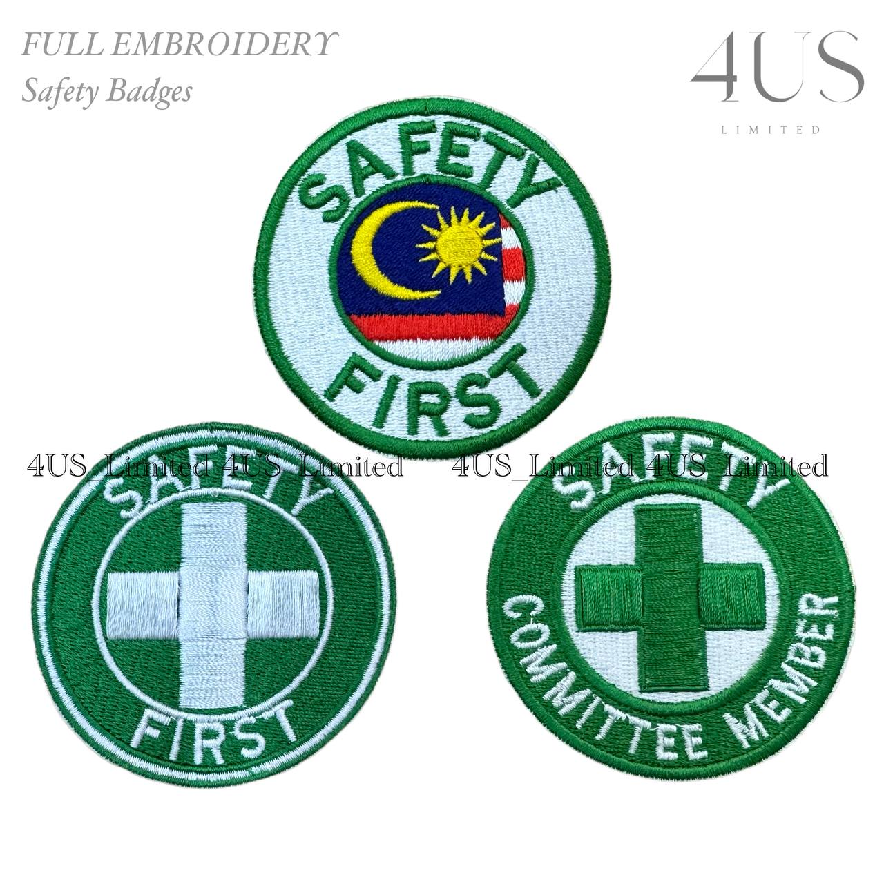EMBROIDERY LOGO BADGES Safety First PATCH | SAFETY MALAYSIA FLAG ...