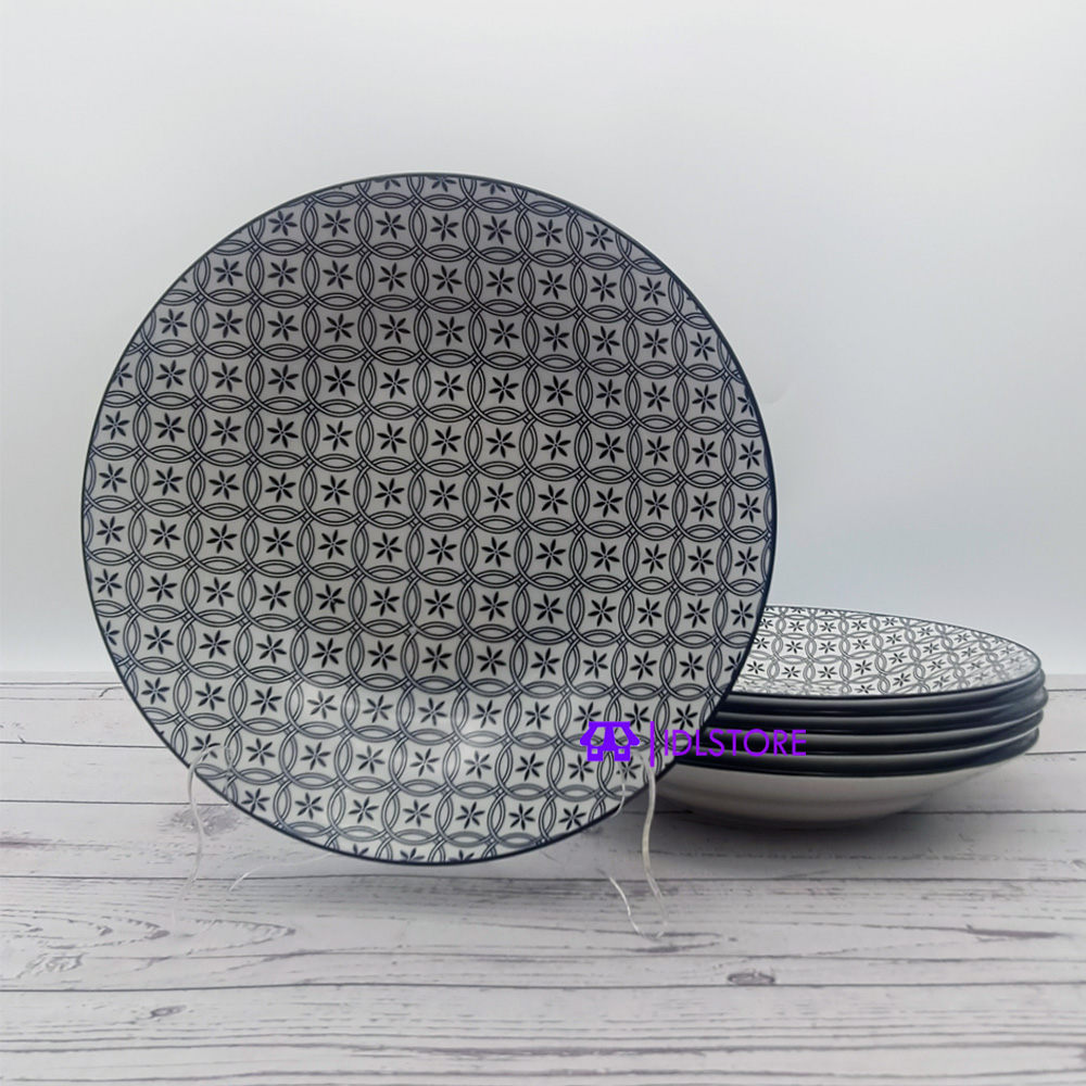 6 Pcs 23cm Porcelain Dinner Plate Bowl Set Pinggan Mangkuk Pinggan Nasi ...