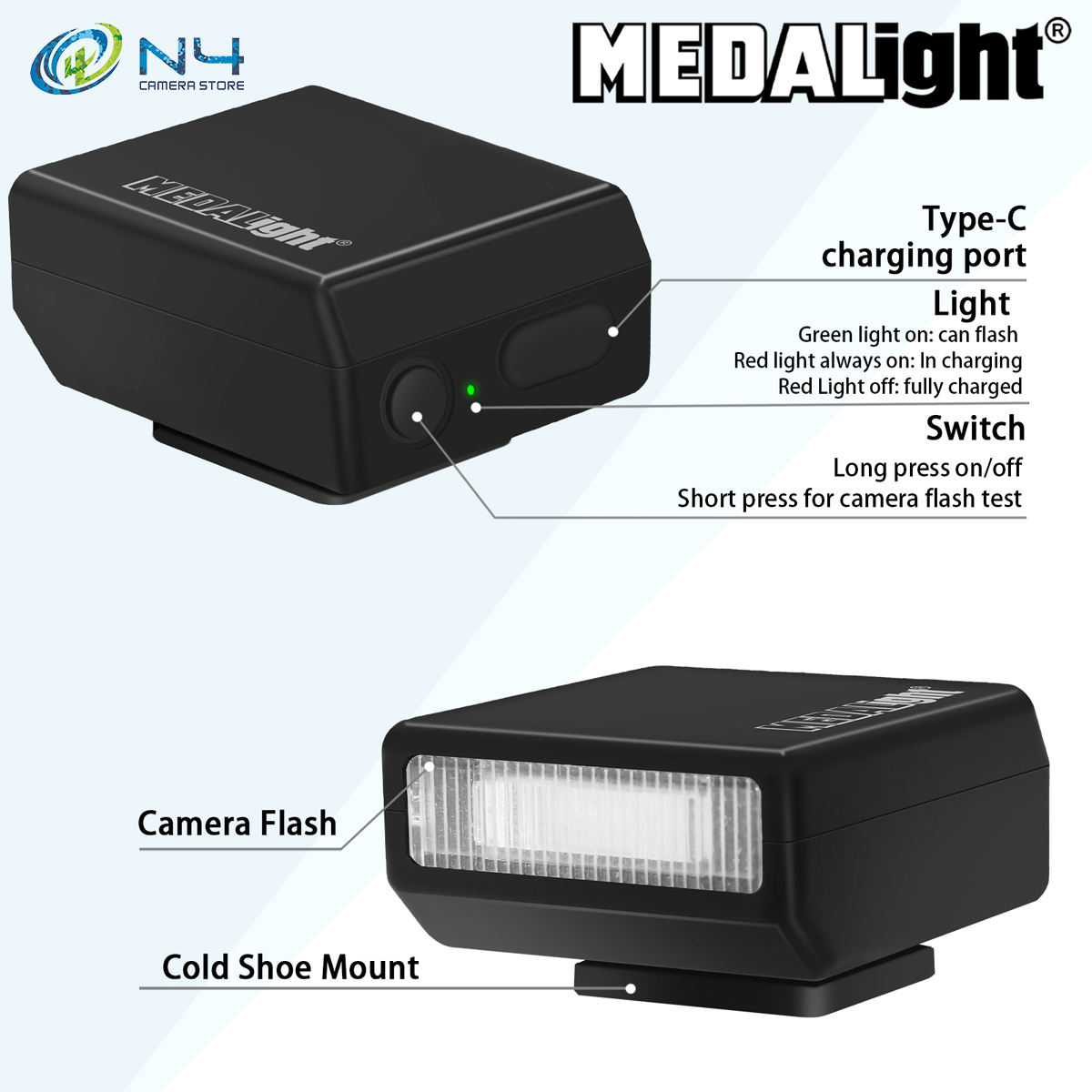 Medalight F1s Mini Camera Flash for Ricoh/Fujifilm/Sony/Nikon/Canon ...