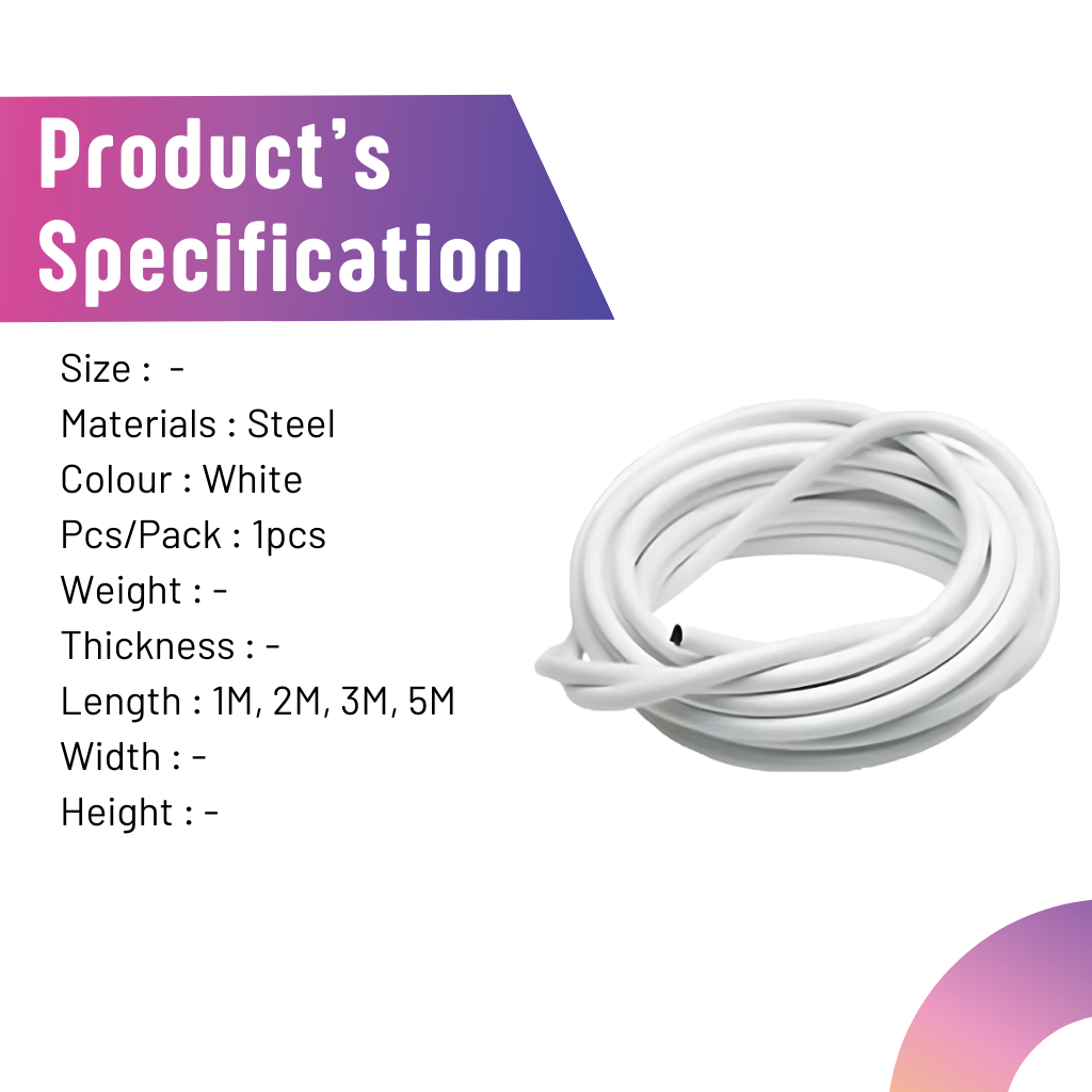 1 2 3 5 Meter Curtain Rod Expanding Spring Tali Dawai Langsir - White ...