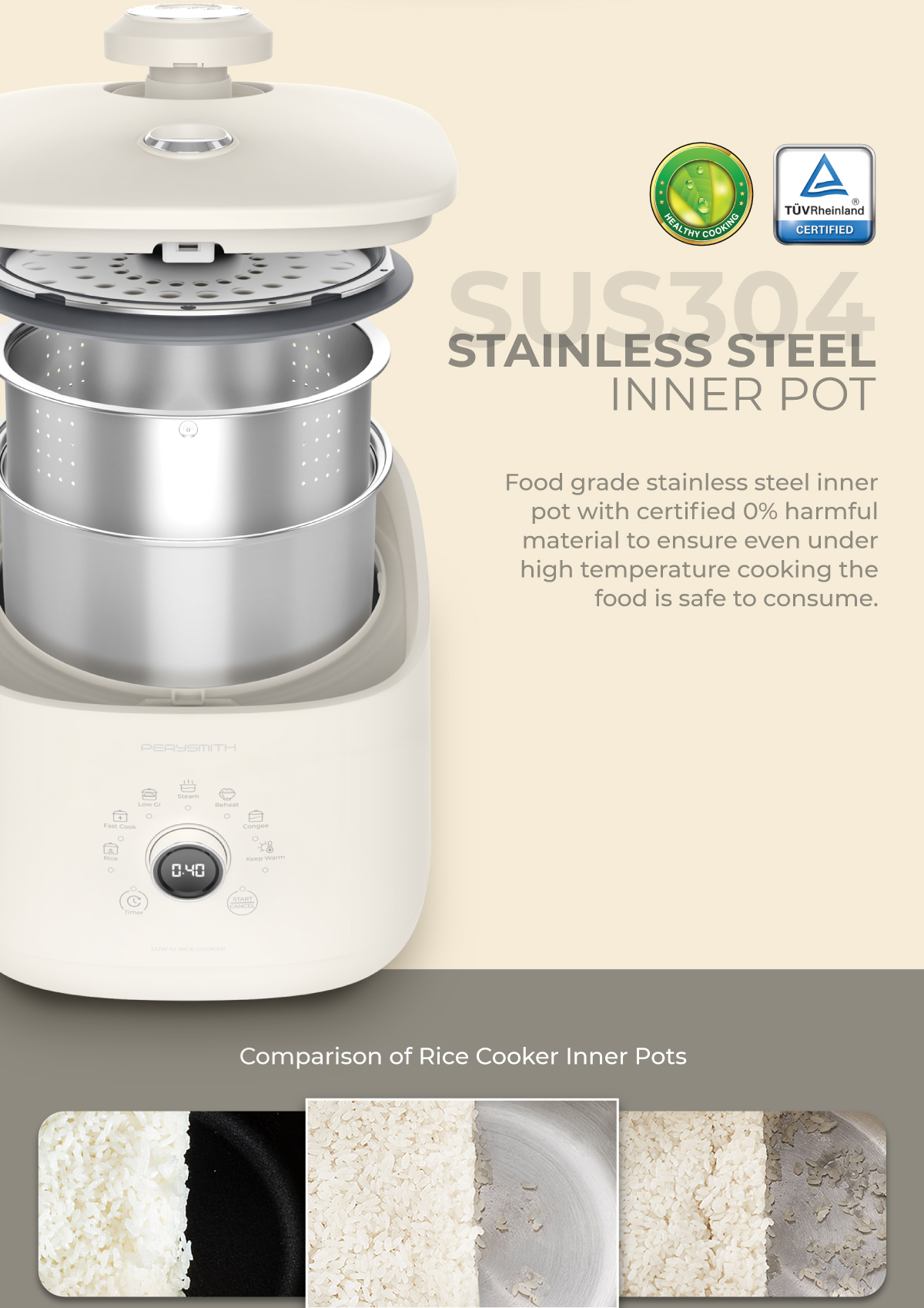 PerySmith Digital Low GI Rice Cooker Easy Cooking Series RC900 | Shopee ...