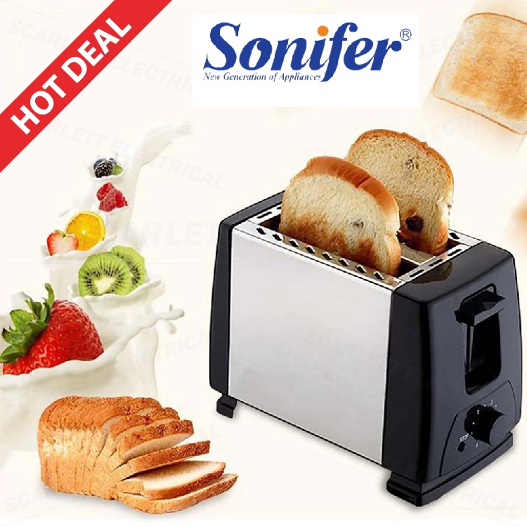 SONIFER SF-6007 Toaster Automatic Pop Up 2 Slices Fast Heating Bread ...