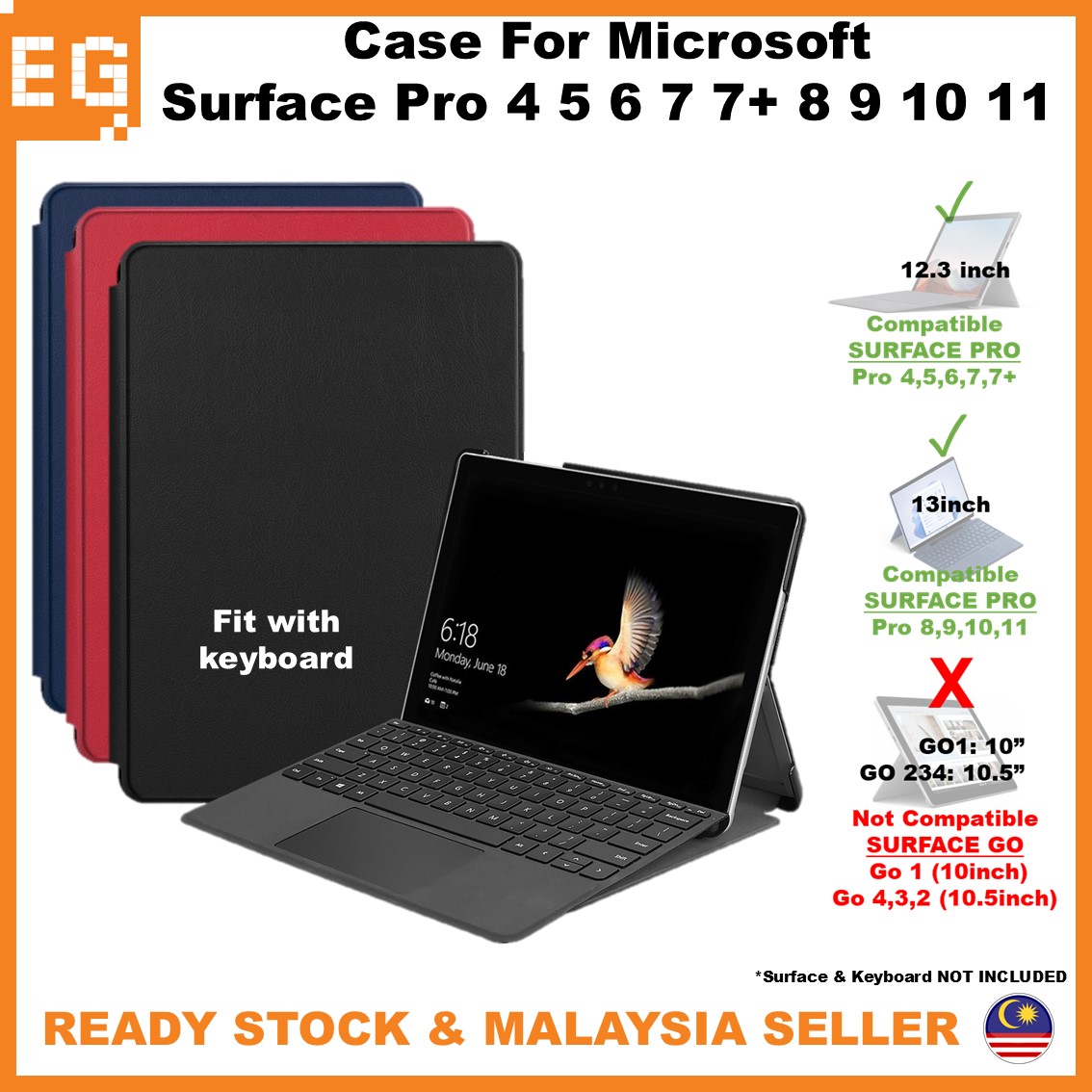 Microsoft Surface Pro 11 10 9 8 7 7 Plus 6 5 4 Premium Smart Cover Leather Case Tablet Surface ...