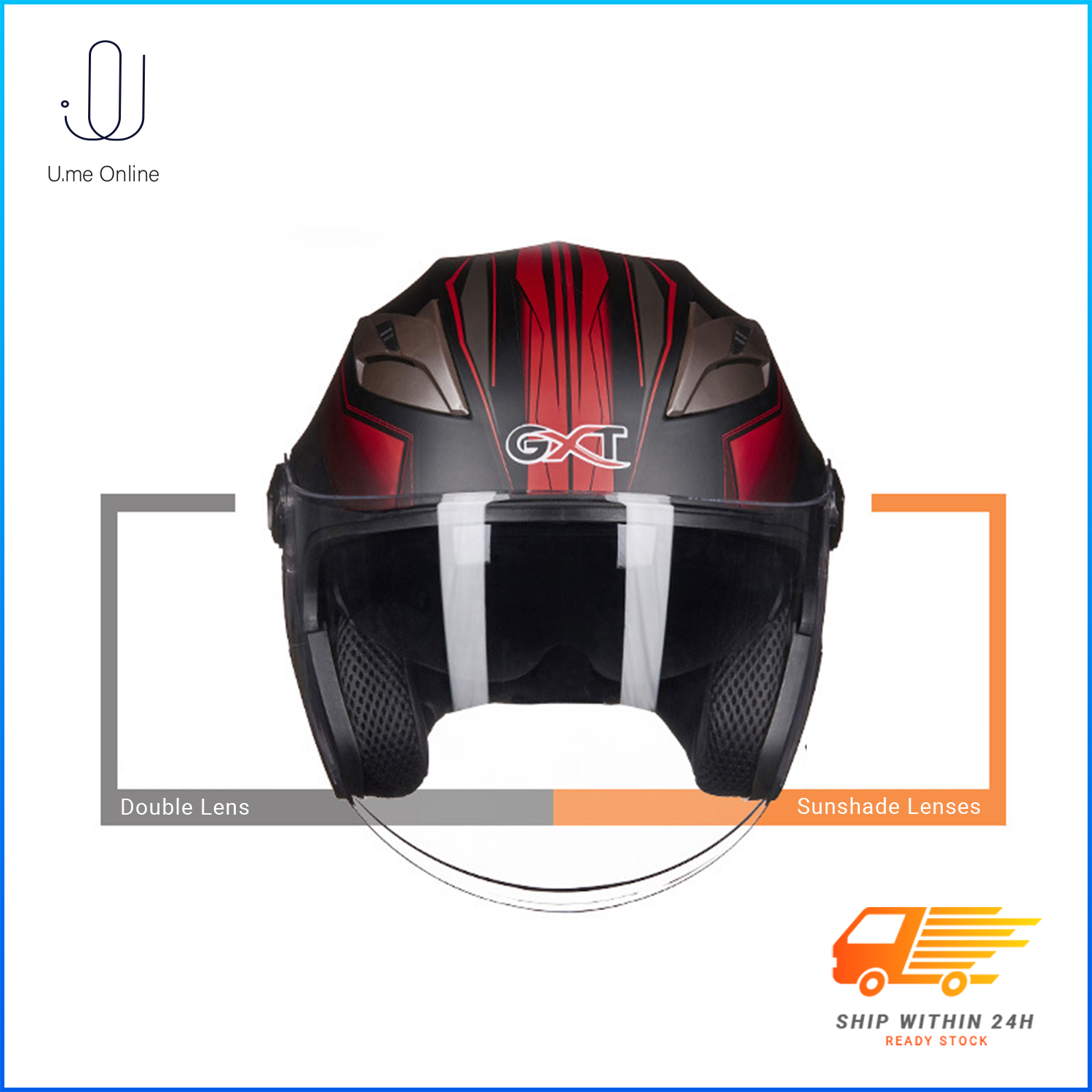 GXT Helmet Motor Motorcycle Helmet Double Lens Motosikal Bike Helmet ...