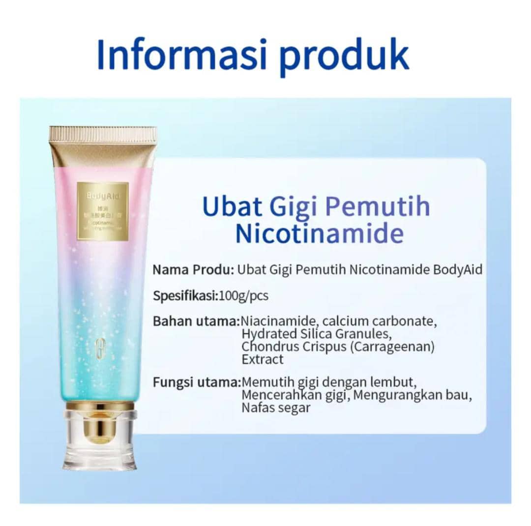 Original BODYAID Body Aid TOOTHPASTE Niacinamide Whitening Ubat Gigi ...