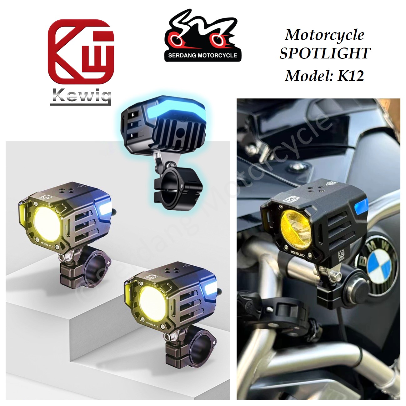 KEWIG K12 Spotlight Headlight Lampu Lamp Waterproof Motorcycle Led ...