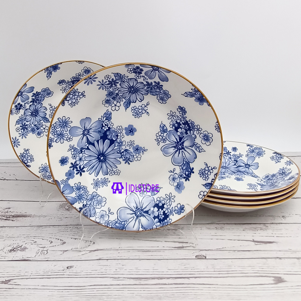 6 Pcs 23cm Porcelain Dinner Plate Set Pinggan Mangkuk Pinggan Nasi ...