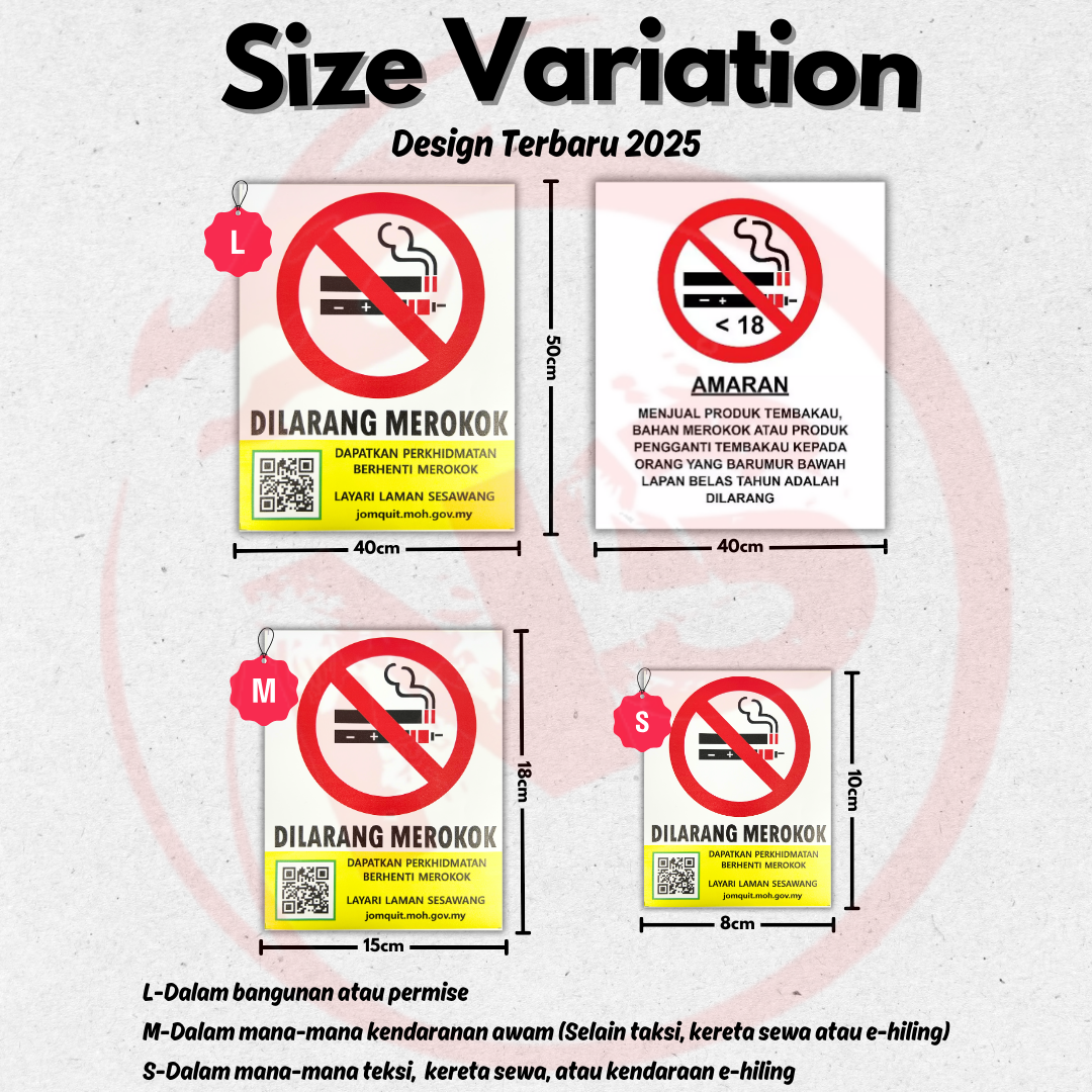 No Smoking Sign & No Vaping Sign Tanda amaran dilarang merokok Design ...
