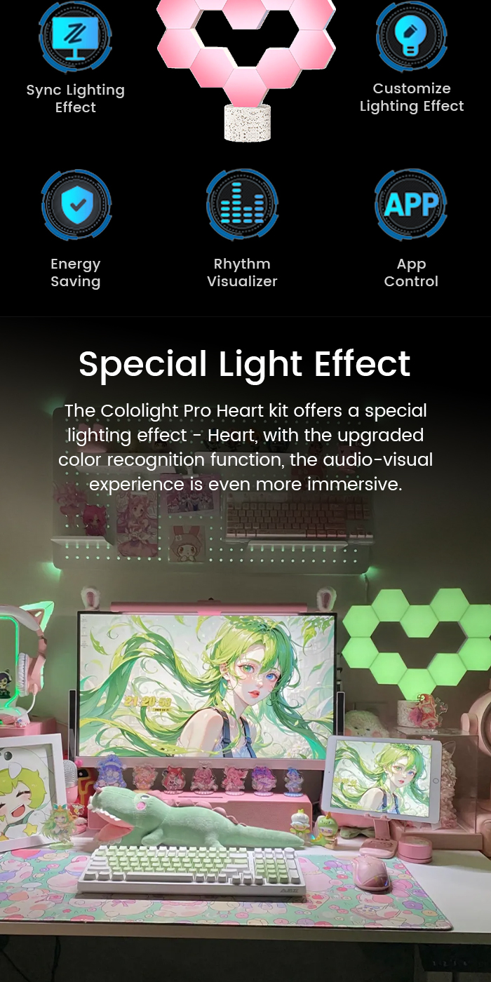 COLOLIGHT HEXAGON HEART RGB Light Pro Gaming Light Creative Smart ...