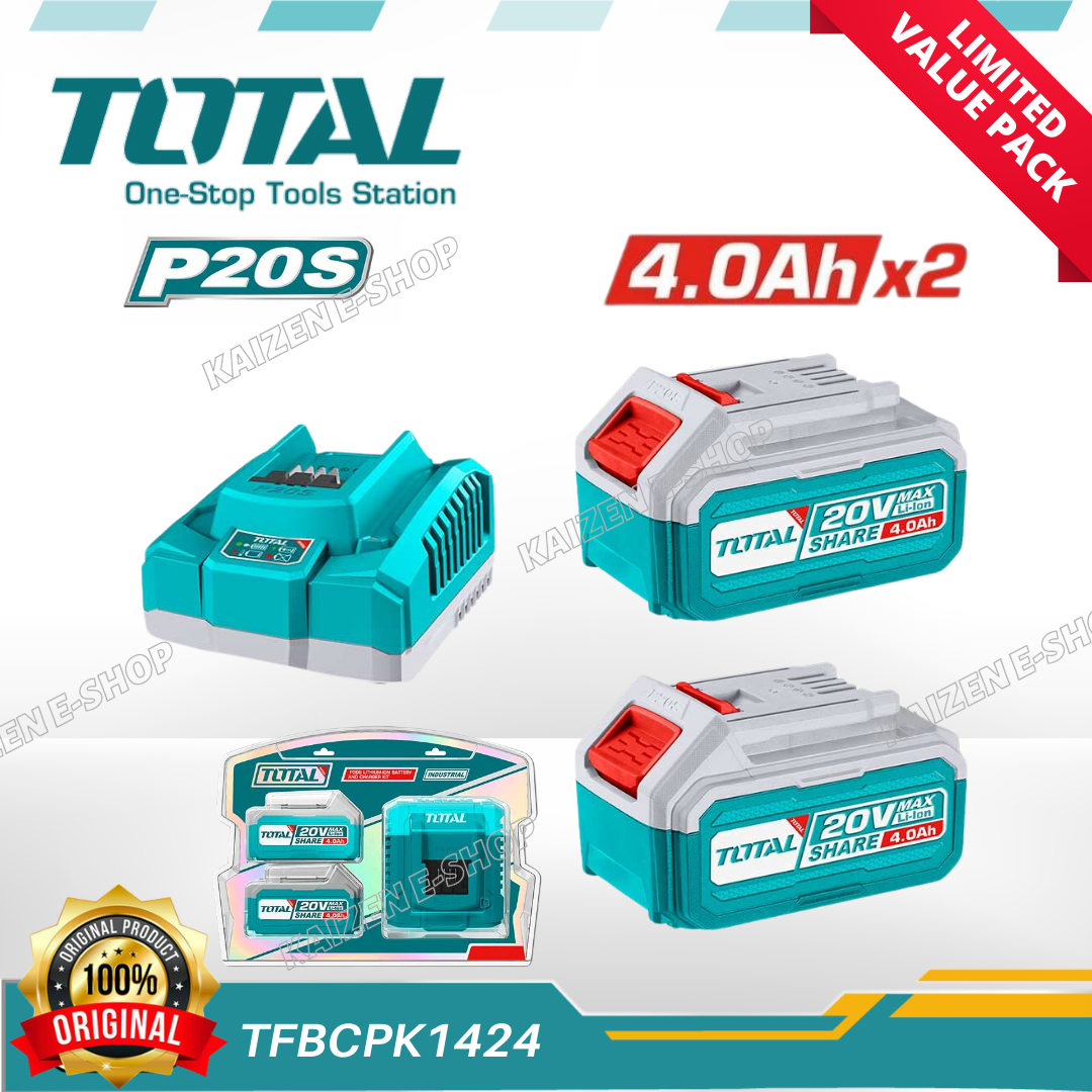 TOTAL P20s 20V Li-Ion Battery & Charger Kit Combo Set ( TOSLI230701 ...
