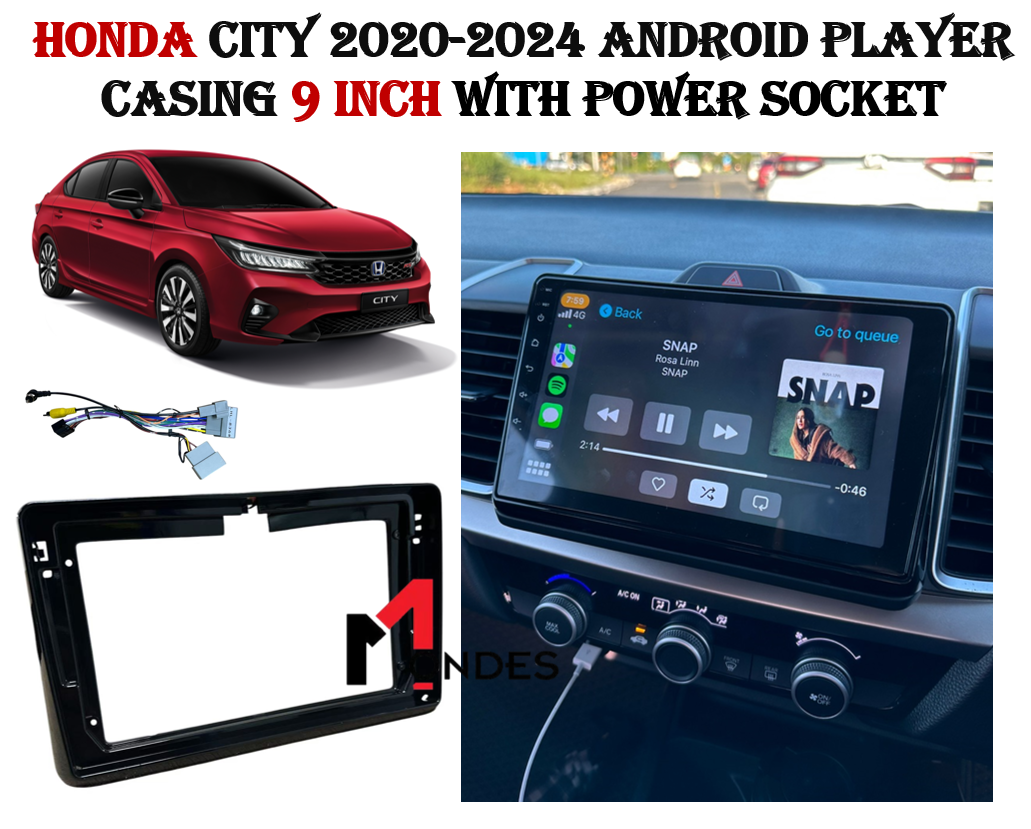 HONDA CITY 2020-2024 Android Player Casing 9" inch with Socket Power ...