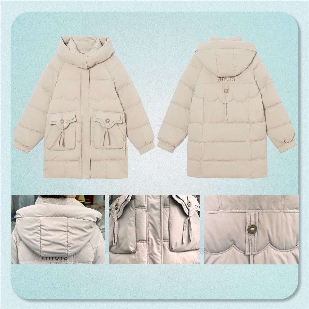 A083 Hitchie -15Deg Women Long Thick Hoodie Winter Down Jacket Fleece ...