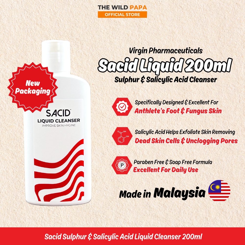 VIRGIN Sacid Liquid Cleanser 200ml/ Soap 100g Sulphur & Salicylic Acid ...