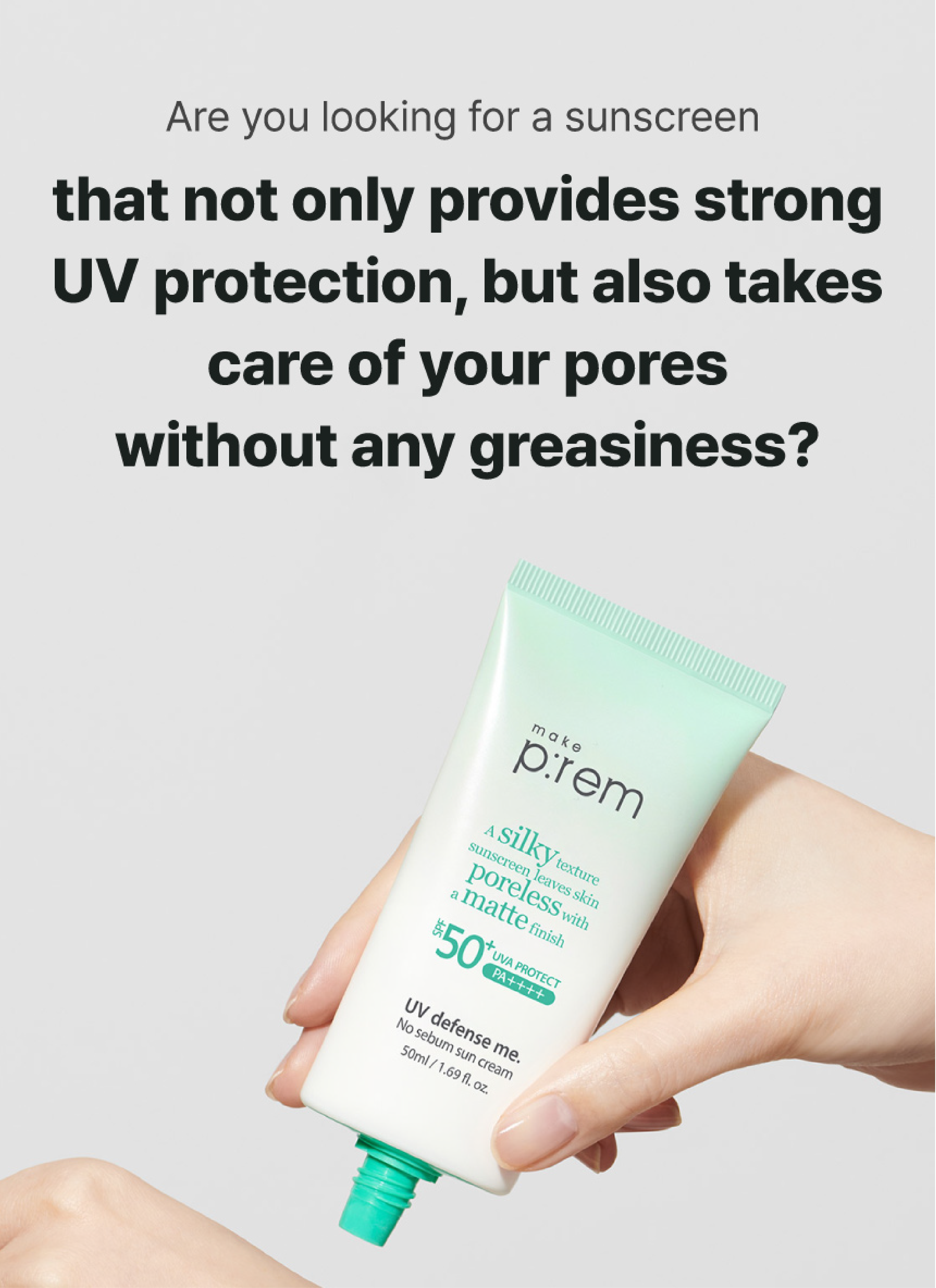 Make Prem UV Defense Me. No Sebum Sun Cream 50ml | Shopee Malaysia