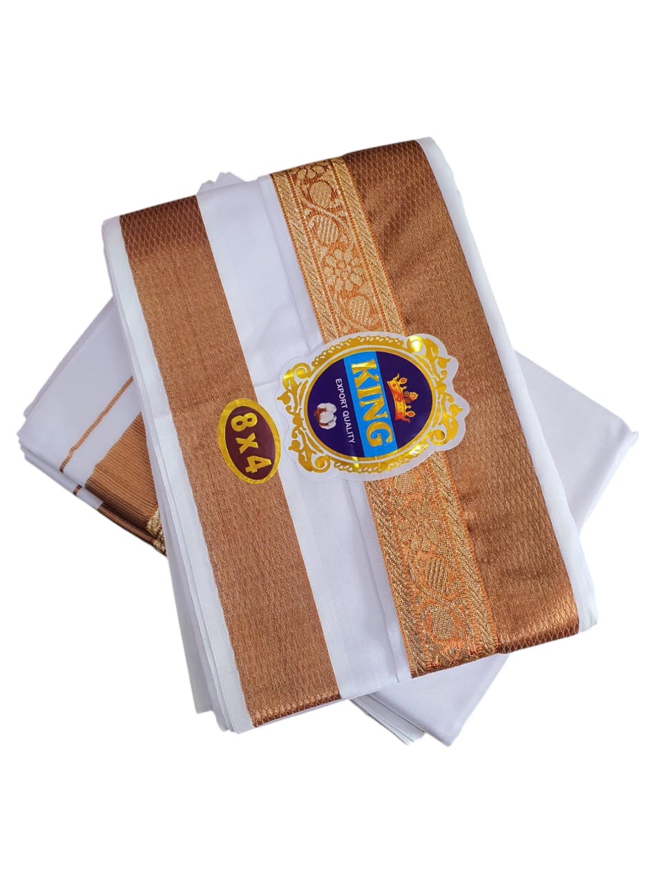 8x4 Fancy Copper Border White Veshti with Thundu Set | Shopee Malaysia