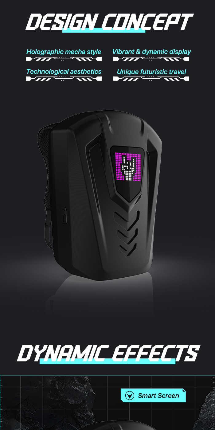 LOY Pixel Ranger Led Backpack with Waterproof and customizable pixel art display and in app ...