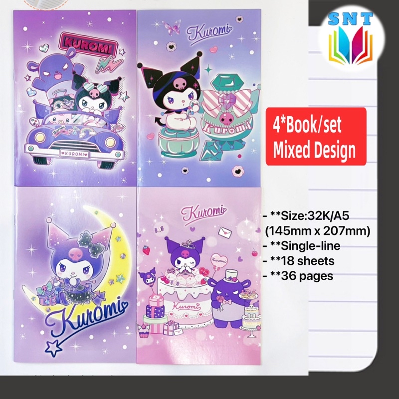 Kuromi A5 Notebook Cute Cartoon Exercise Book Single Line Daily Note 4 ...