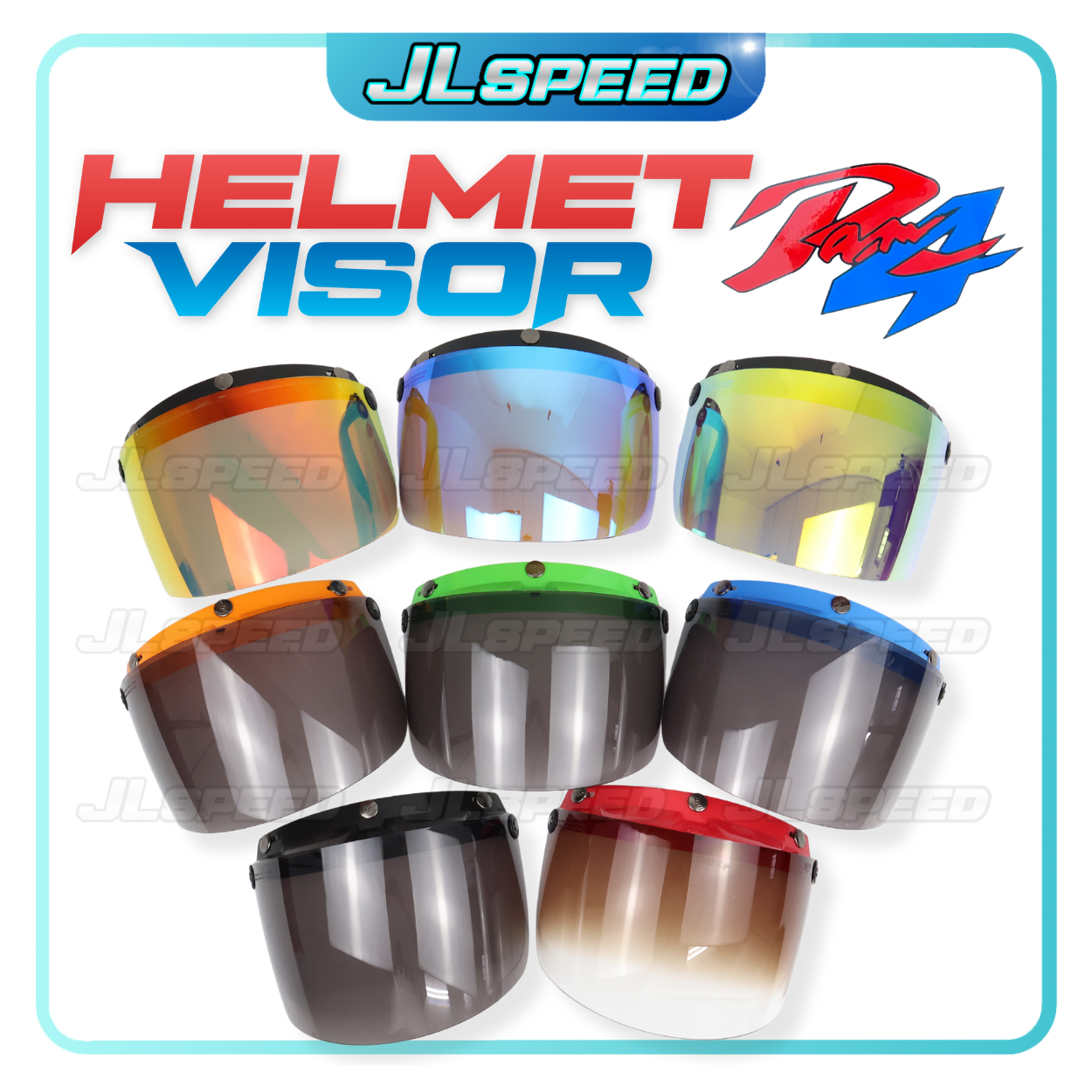 UNIVERSAL HELMET VISOR 3 BUTTON PIN TINTED DARK GREY SMOKE IRIDIUM RED GOLD BLUE CRYSTAL CAP ...