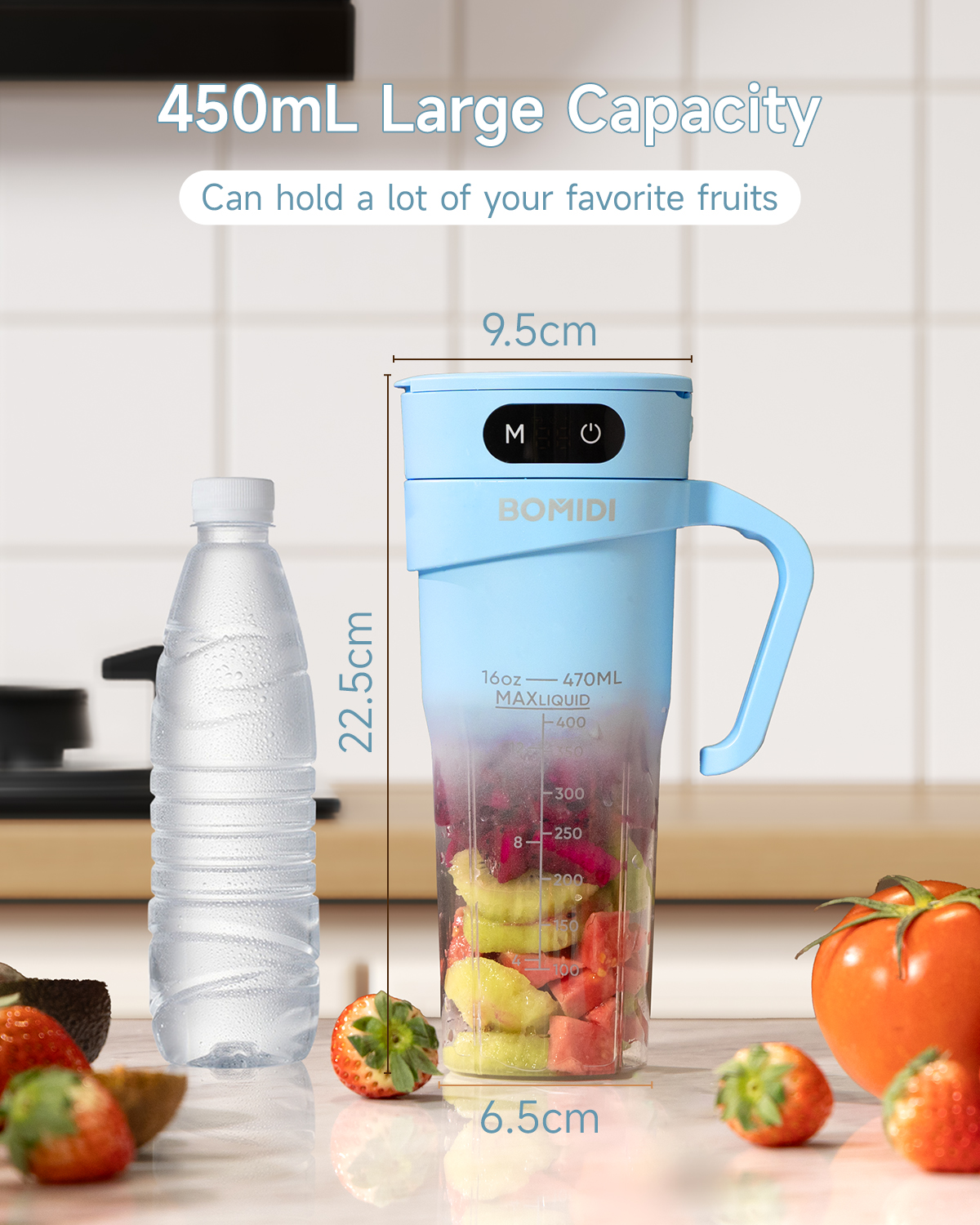 BOMIDI JB01 Wireless Electric Juicer Cup Portable Multifunctional 450ML ...