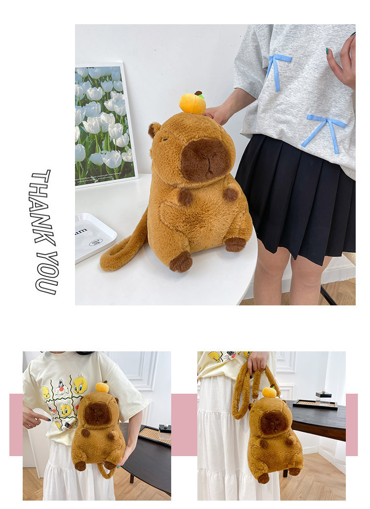 Capybara Plush Backpack Children Capybara Backpack Cute Cartoon Student ...
