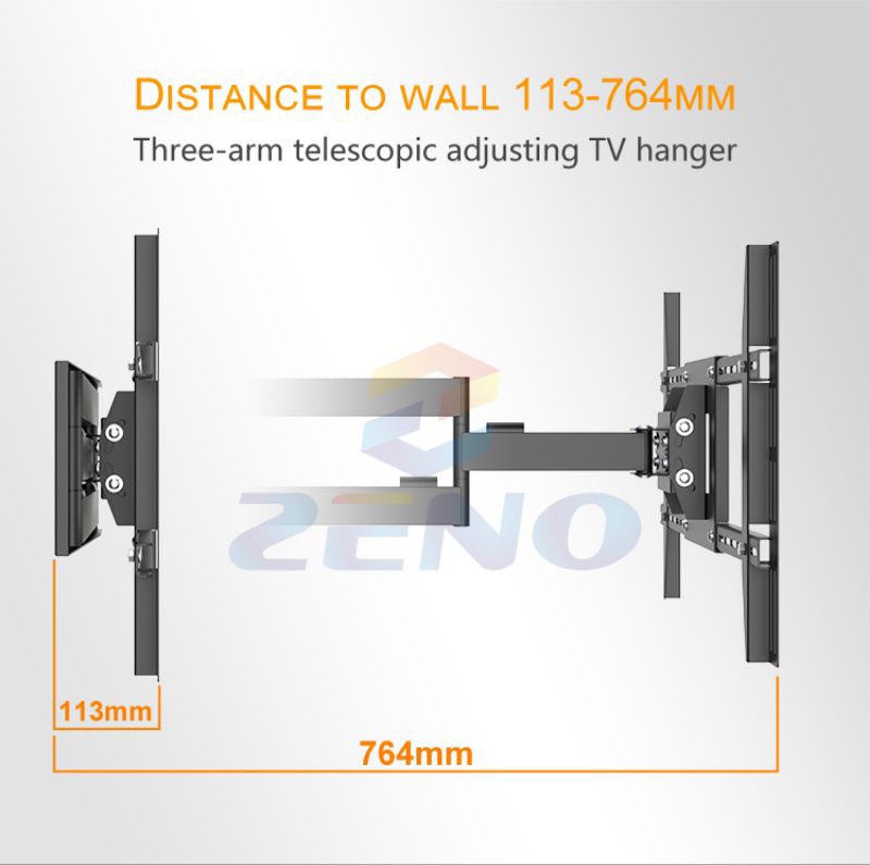 Zeno LP610 45"-75" 90° Swivel Long Arm Wall Mount Tv Bracket 764mm Extension TV Mount Swivel and ...
