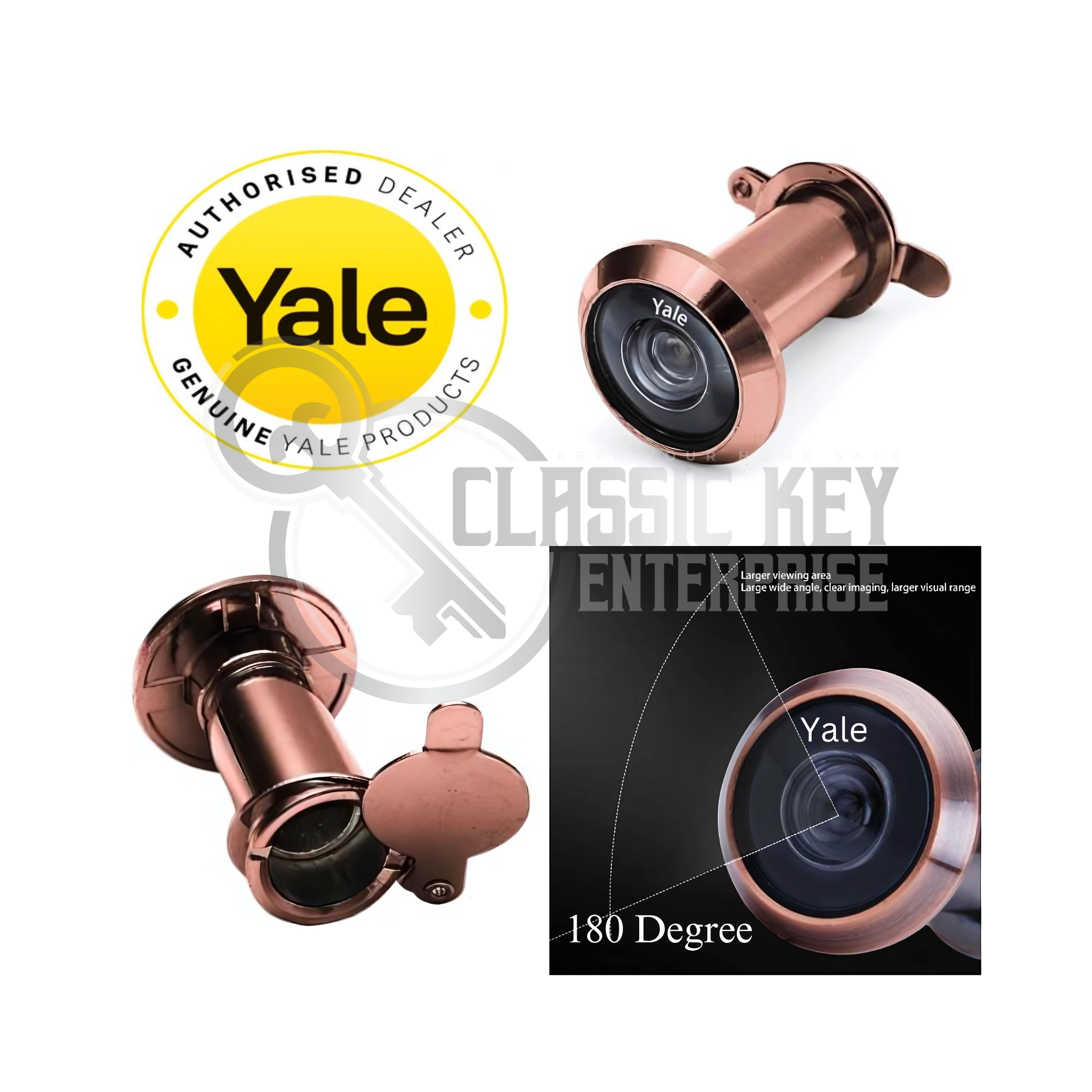 Yale Door Viewer V0401A Wide Angle Of View (Color Silver / Copper ...