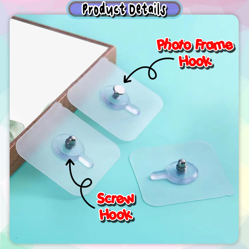 [Little B House] Punch-Free Wall Hook Non-Marking Wall Screw Sticker ...