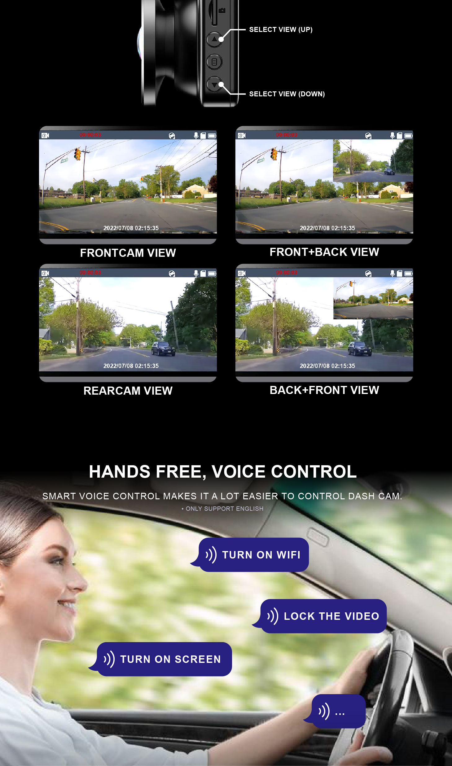 Azdome M17PRO 3K Quad HD+ Dual Channel Front & Rear Dash Cam Night ...