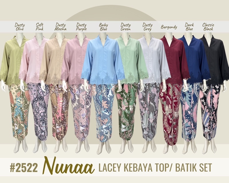 NUNAA LACEY KEBAYA SET BATIK BAJU RAYA 2025 READY STOCK | Shopee Malaysia