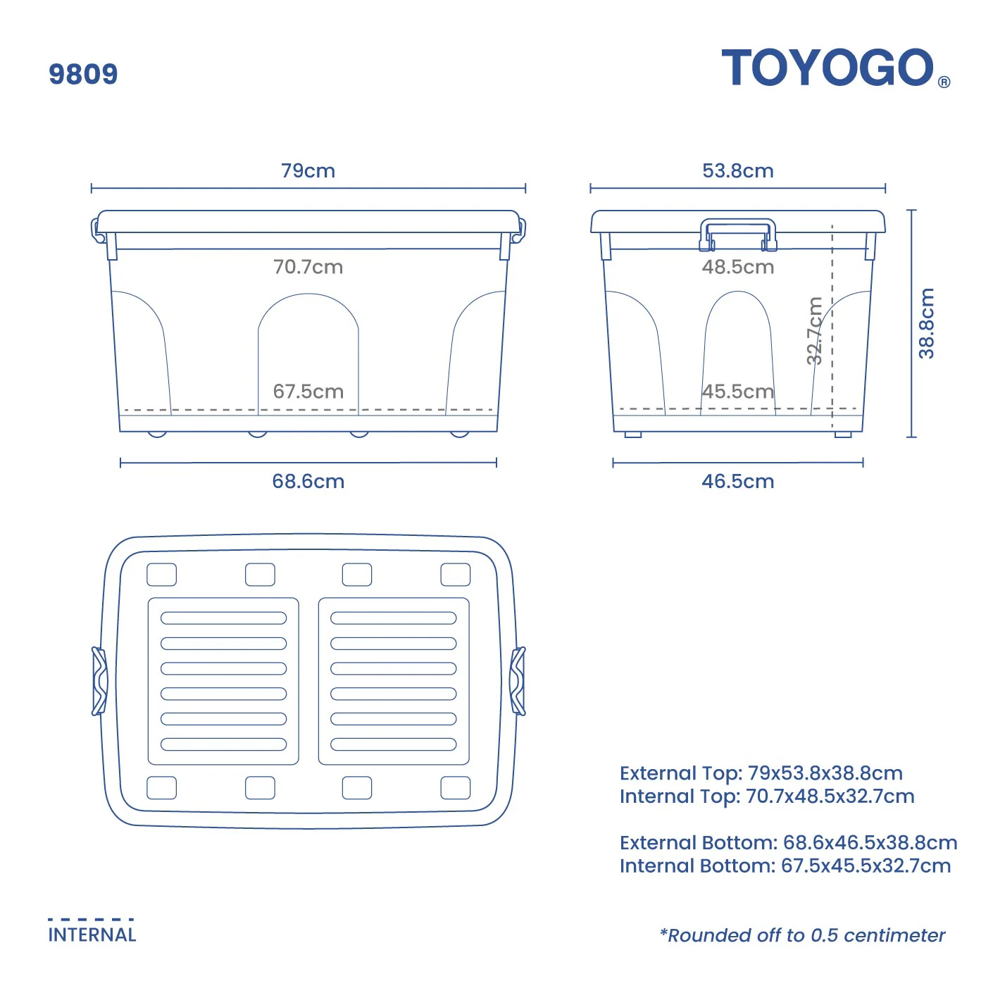 TOYOGO Large Storage Box with Wheels - Translucent 9809 (124L) [2 units] | Shopee Malaysia