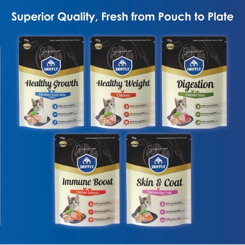 Sniffly Superior Functional Cat Wet Food Pouch - 50g (Wet Food, Makanan ...
