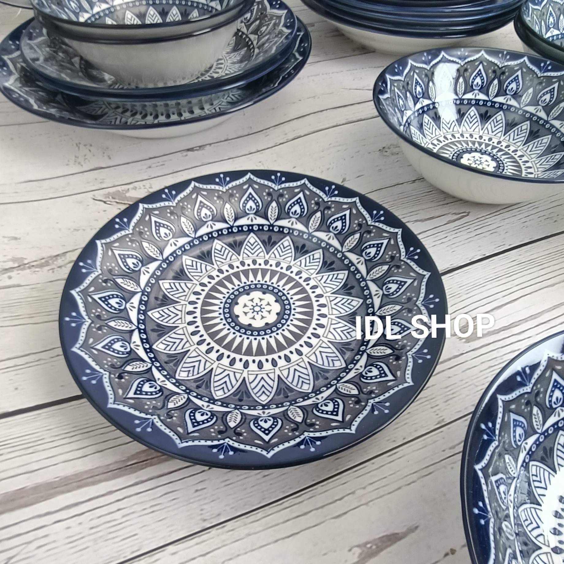 Porcelain Dinner Plate Soup Plate Bowl Set Pinggan Melengkung Mangkuk ...