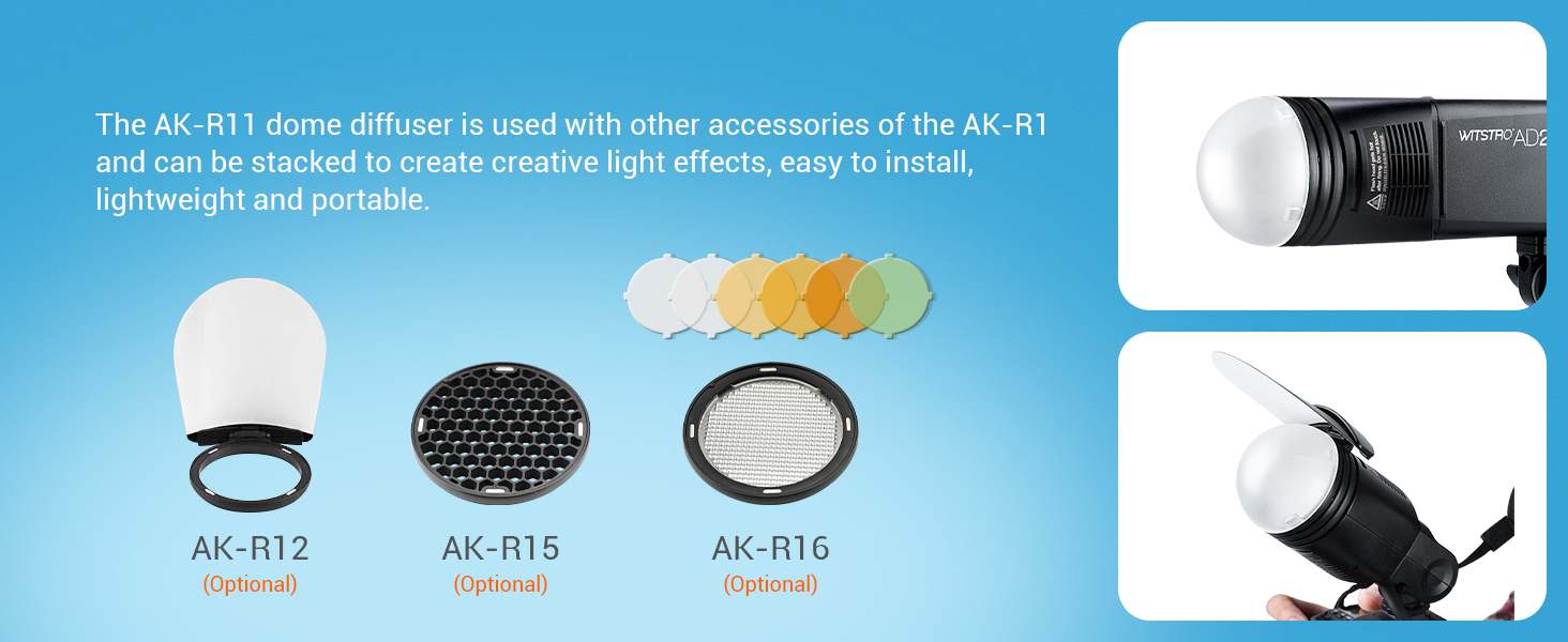 Godox AK-R11 Flash Dome Diffuser For Round Flash Head V100 V1-S V1-N V1 ...
