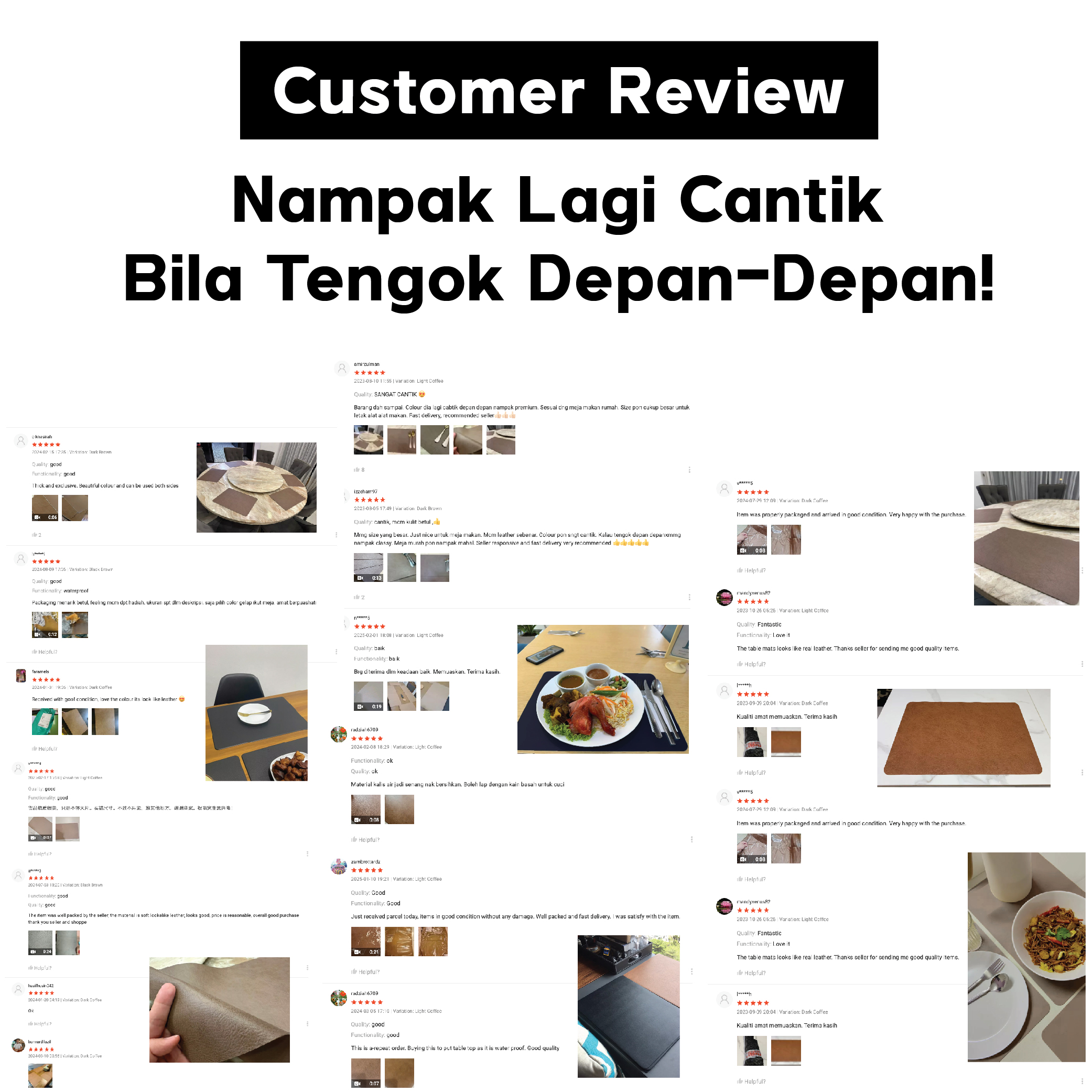 Lapik Meja Makan Alas Meja Aesthetic Nordic Placemat Premium PU Leather ...