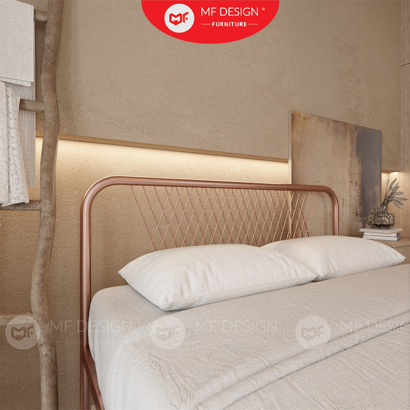 MF DESIGN Luna Metal Bed Frame Katil Besi Queen White Katil Iron Bed ...