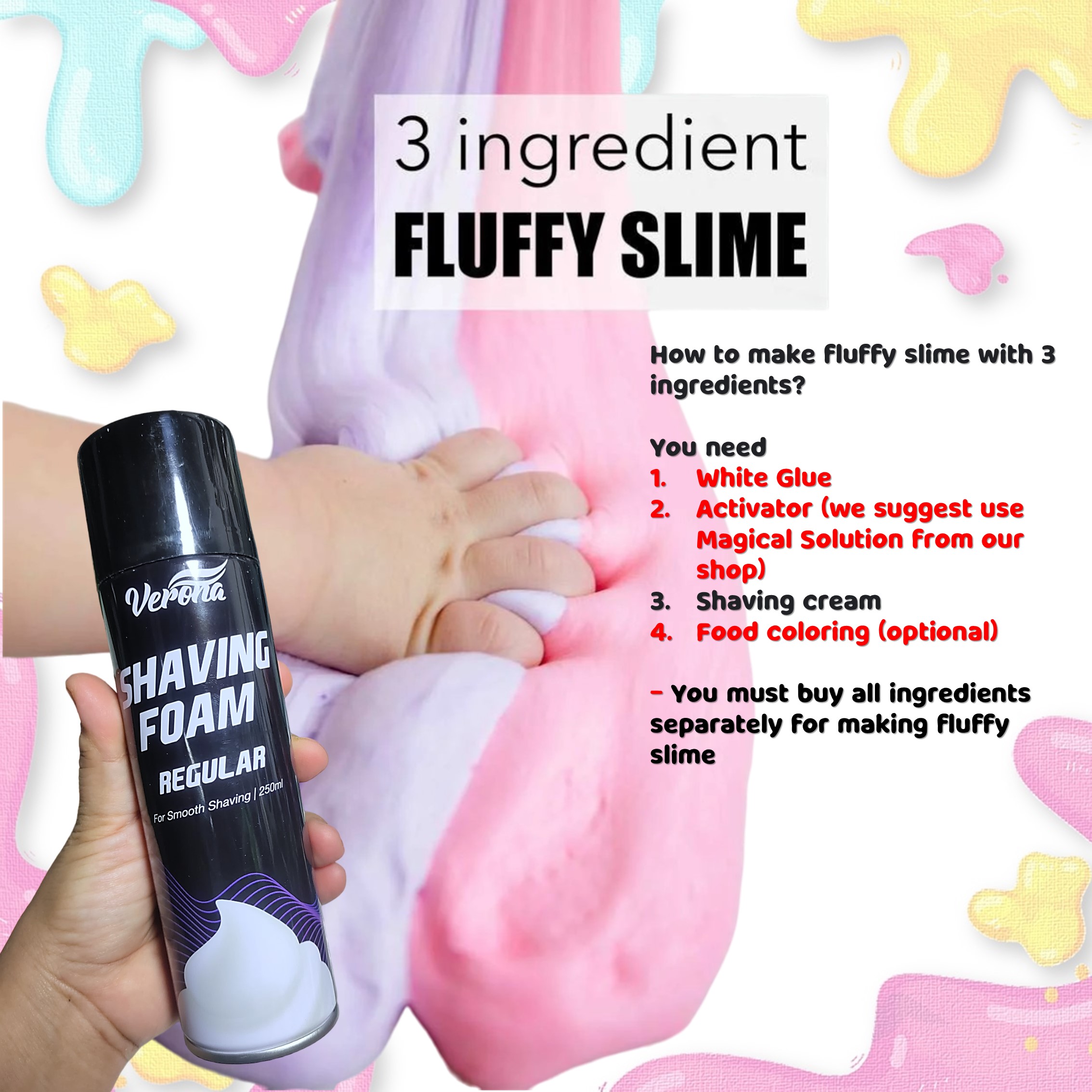 SLIME SHAVING FOAM INGREDIENT FOR DIY MAKING FLUFFY AND FOAMY SLIME ...