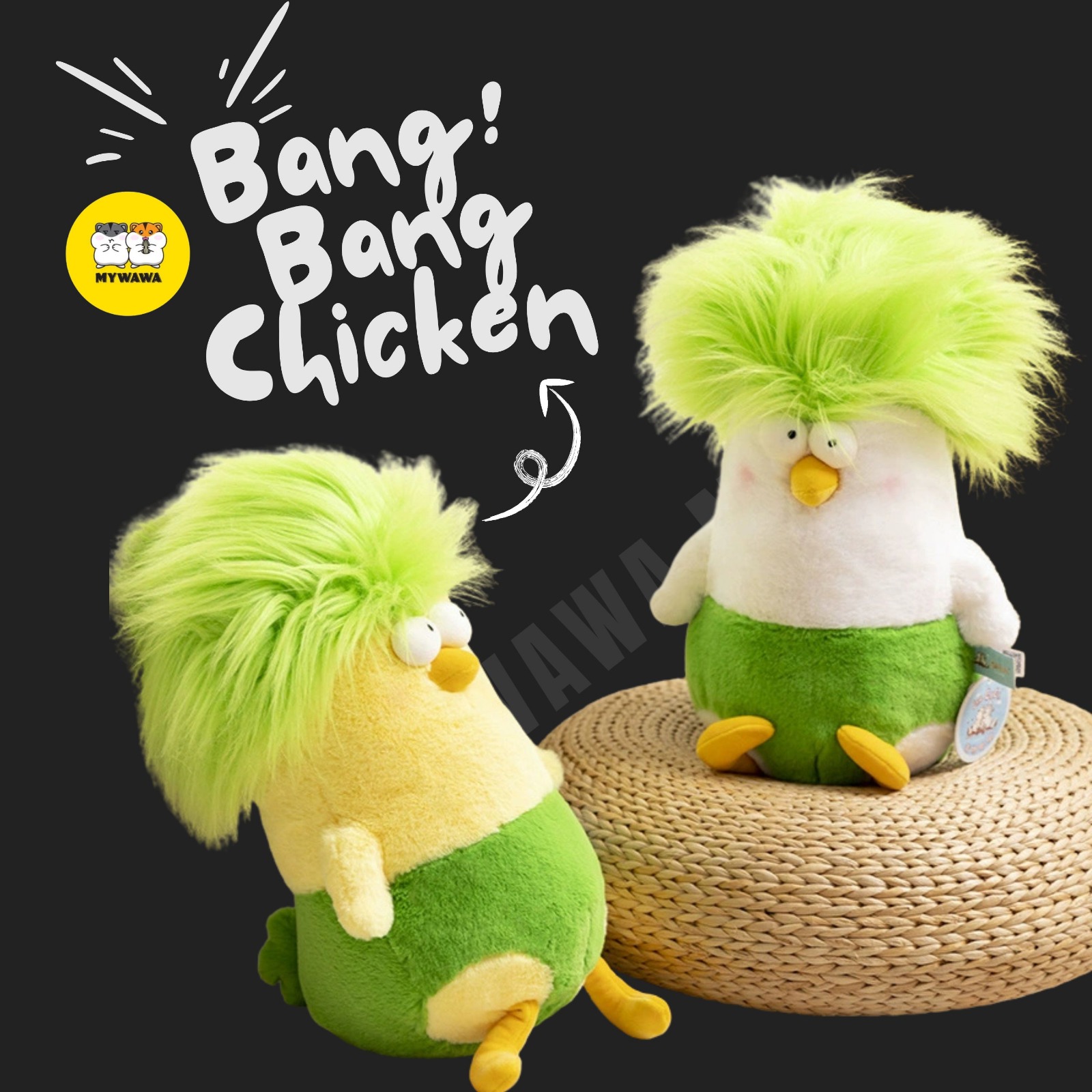 45cm Boom Hair Fur Creative Exploding Head Bang Bang Chicken Cute Doll ...