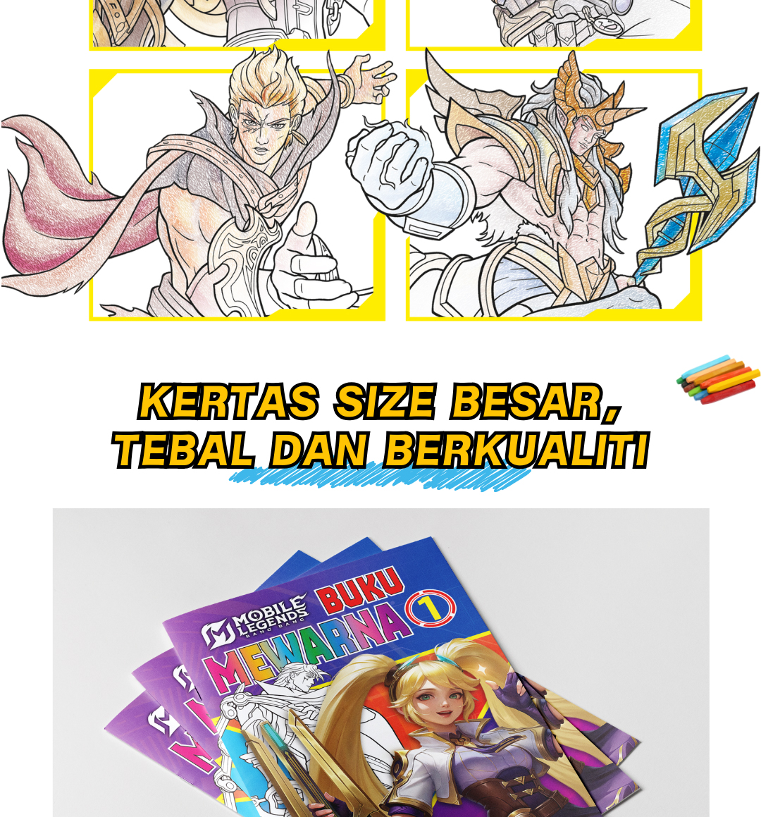 Buku Mewarna MLBB Buku 1 Colouring Book Mobile Legends:Bang Bang Buku ...
