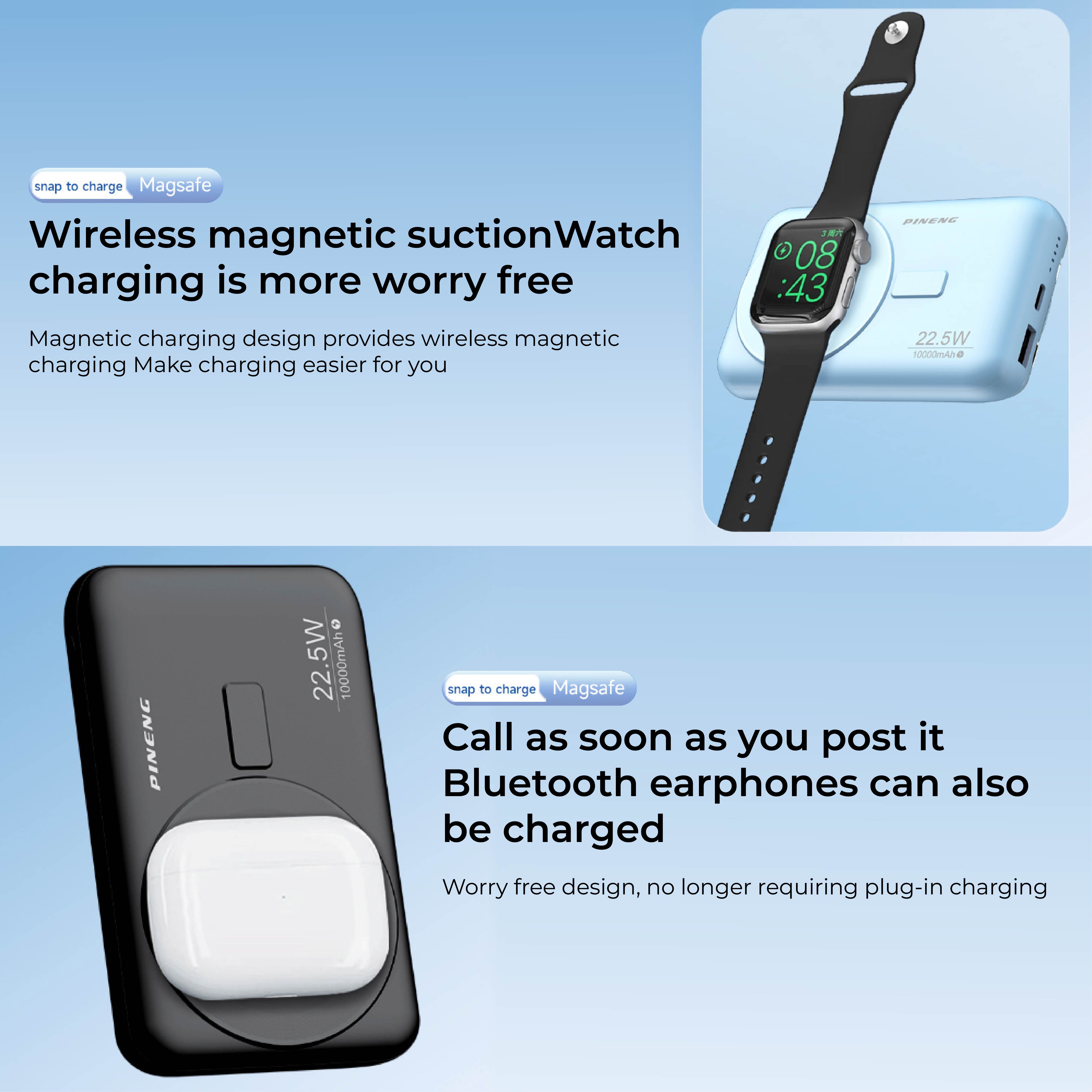 [3C Certified] Pineng PN-701PD 22.5W Fast Charge Magnetic Wireless ...