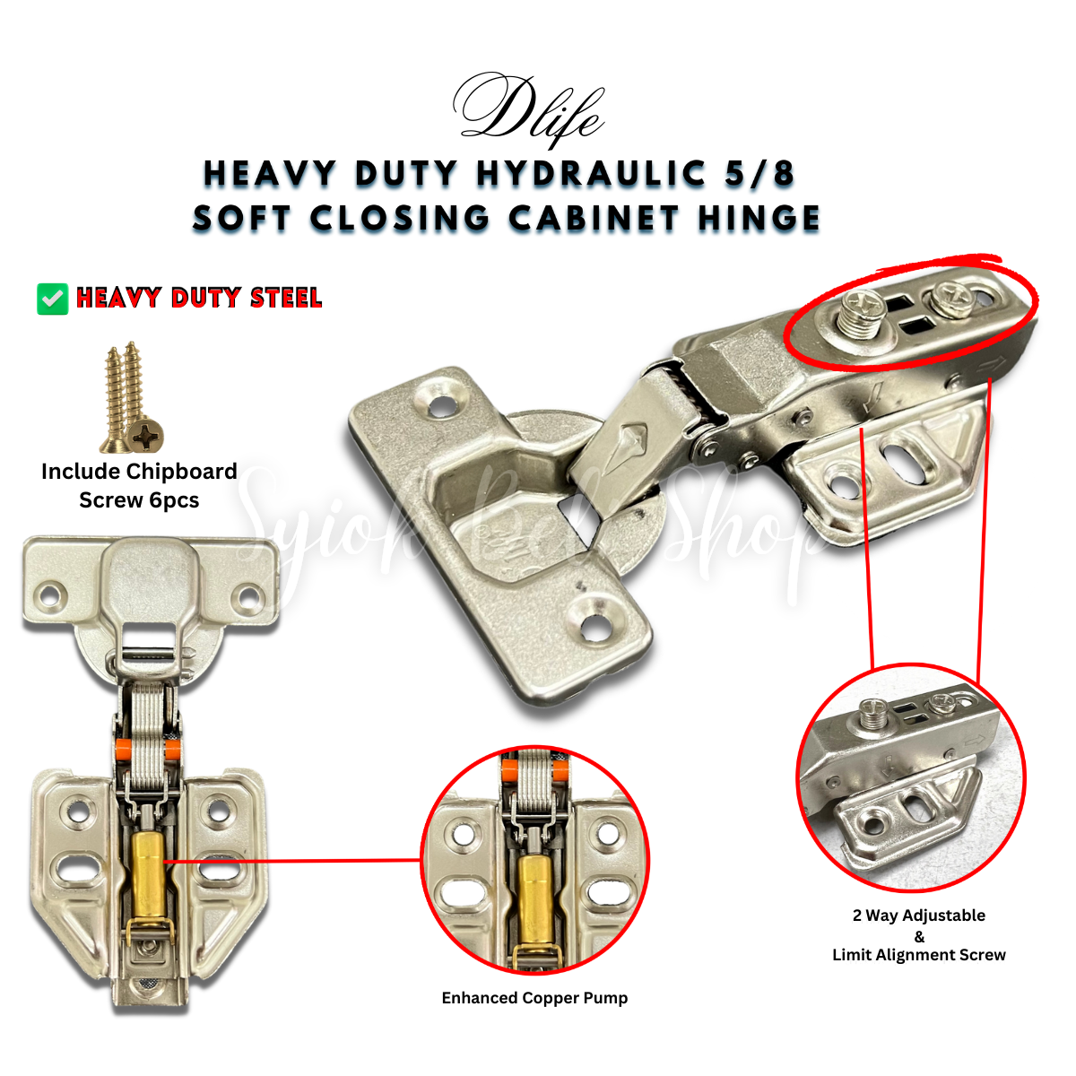 MAXINE Heavy Duty / Stainless Steel 304 5/8" Full Overlay Soft Close ...