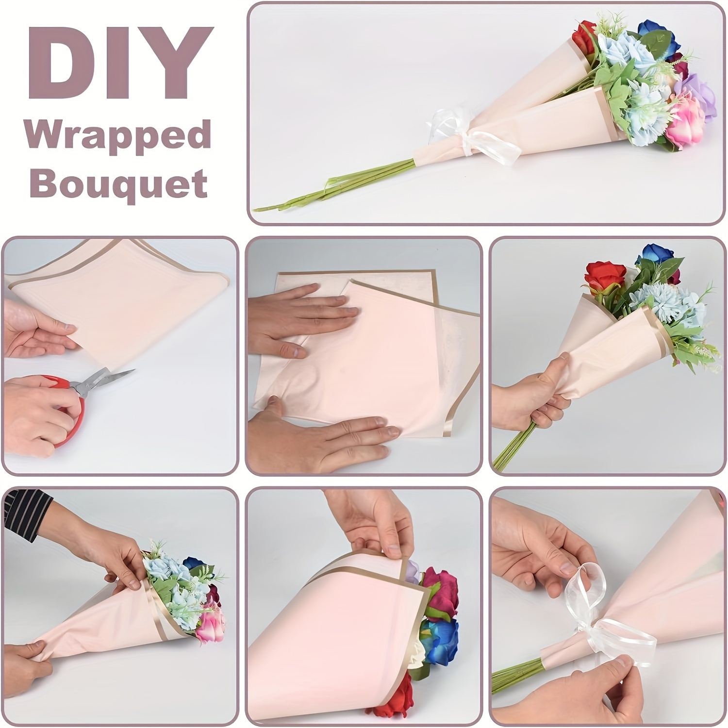 20 Pcs Gift Wrapping Paper Florist Flower Bouquet Paper Waterproof ...