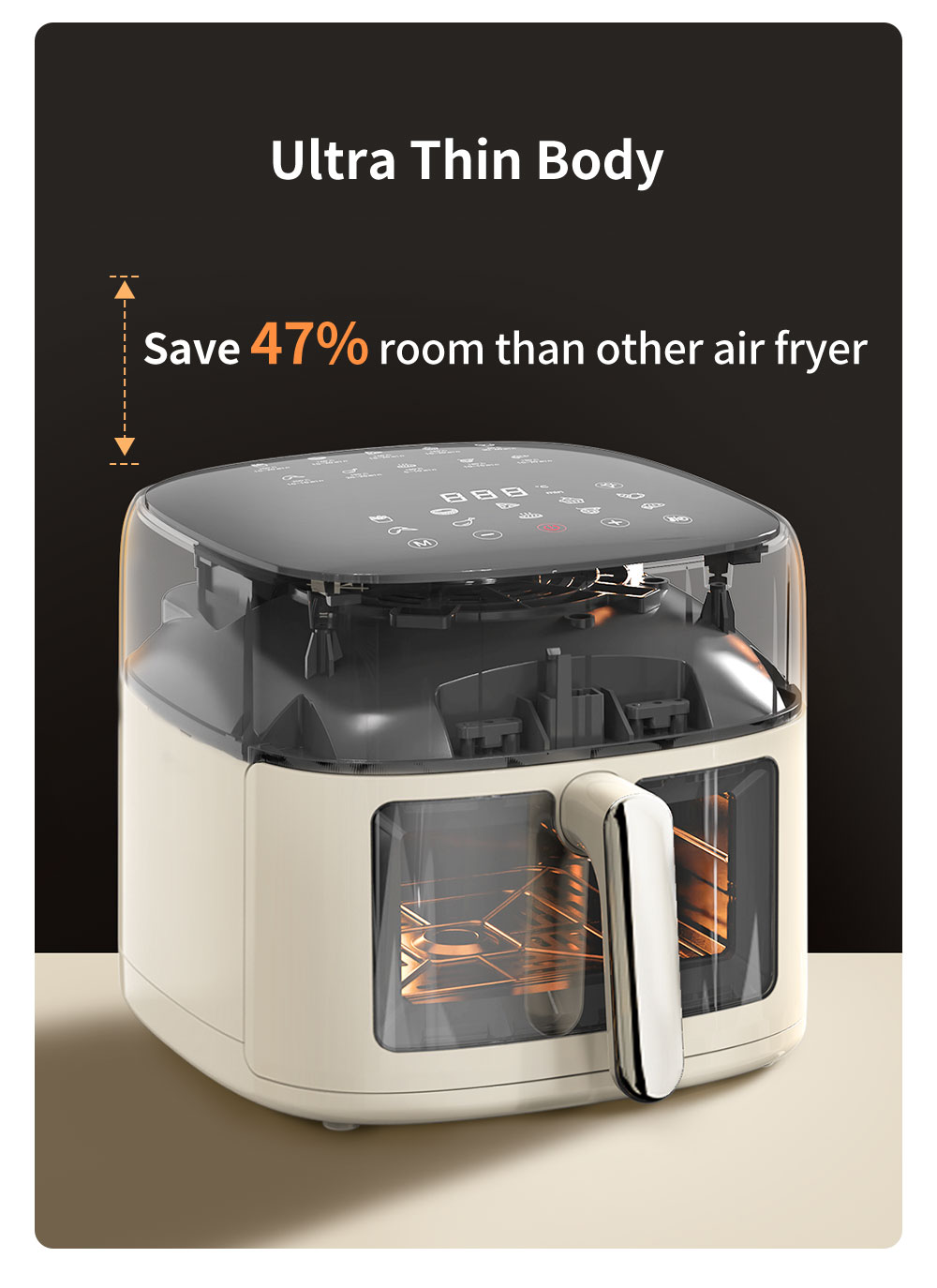 Simplus Air Fryer 6.5L Large Capacity | Ultra-Thin丨1500W Power| Non ...