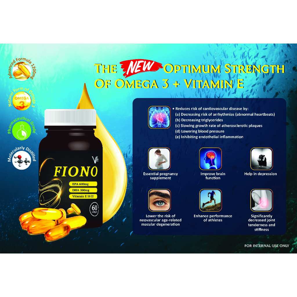 [V-INFINITY] Fiono 1200mg W/Vit.E 10IU 60's - Omega 3 Fish Oil, Improve ...