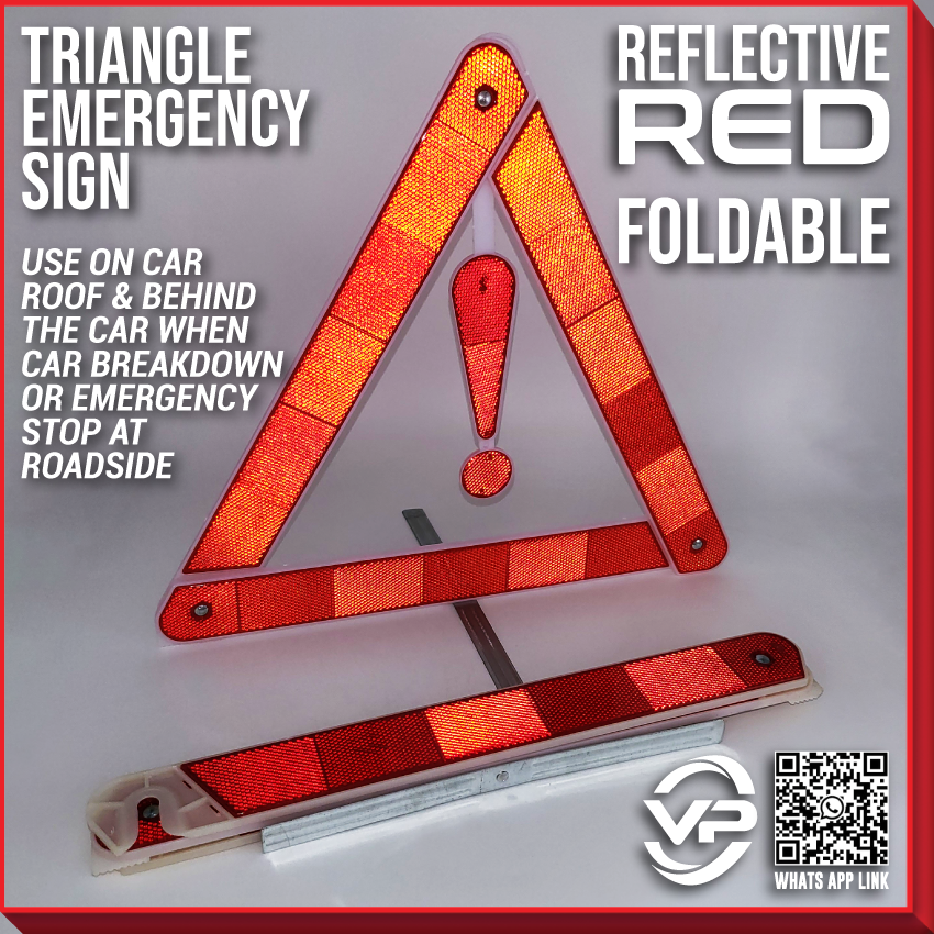 PVC TRIANGLE EMERGENCY WARNING SIGN FOLDABLE STOP SIGN REFLECTIVE STAND ...